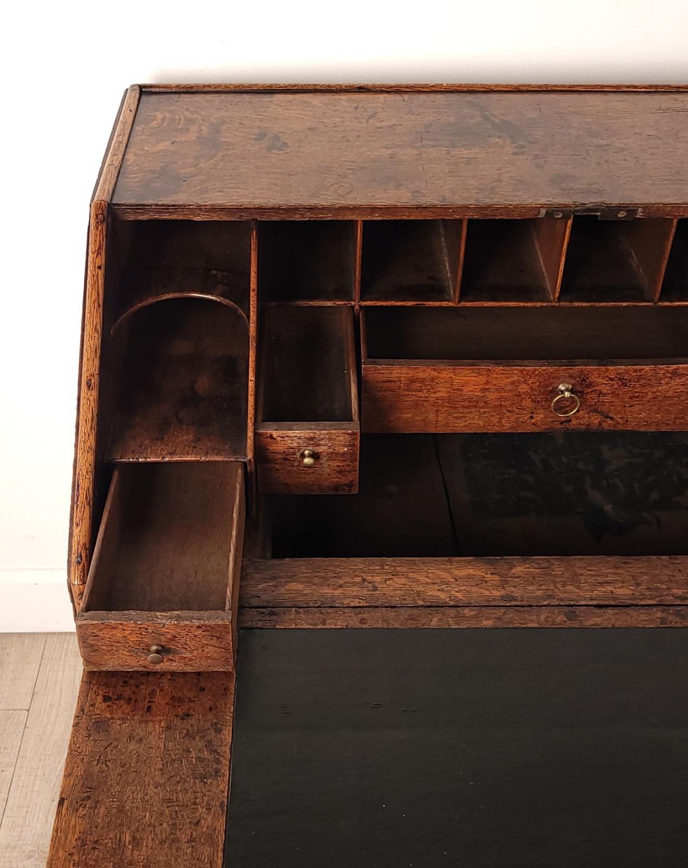 George II Oak English Slant Front Desk with Bible Drawer, circa 1730