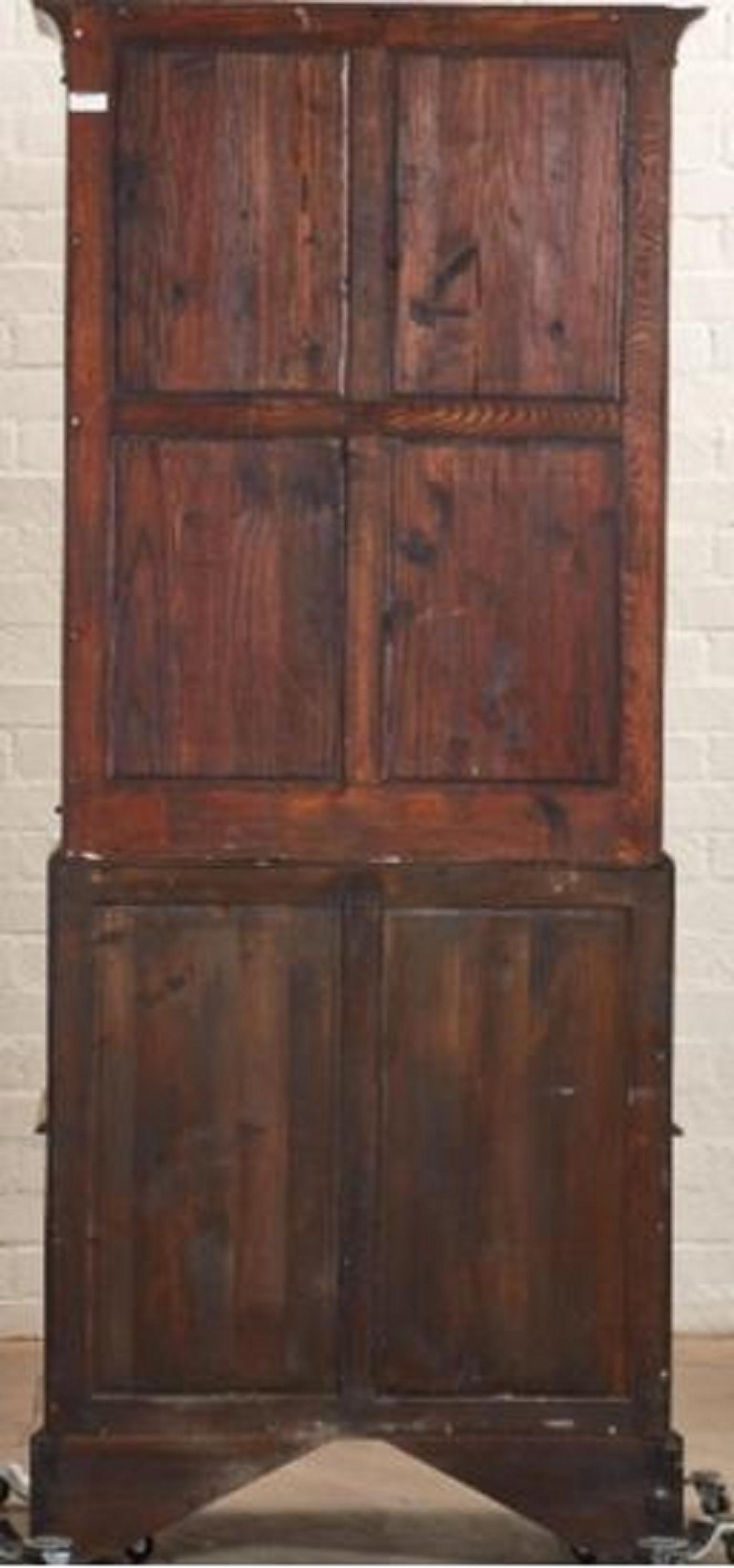 George II Style Burton-Ching Walnut Secretary Desk Bookcase Cabinet