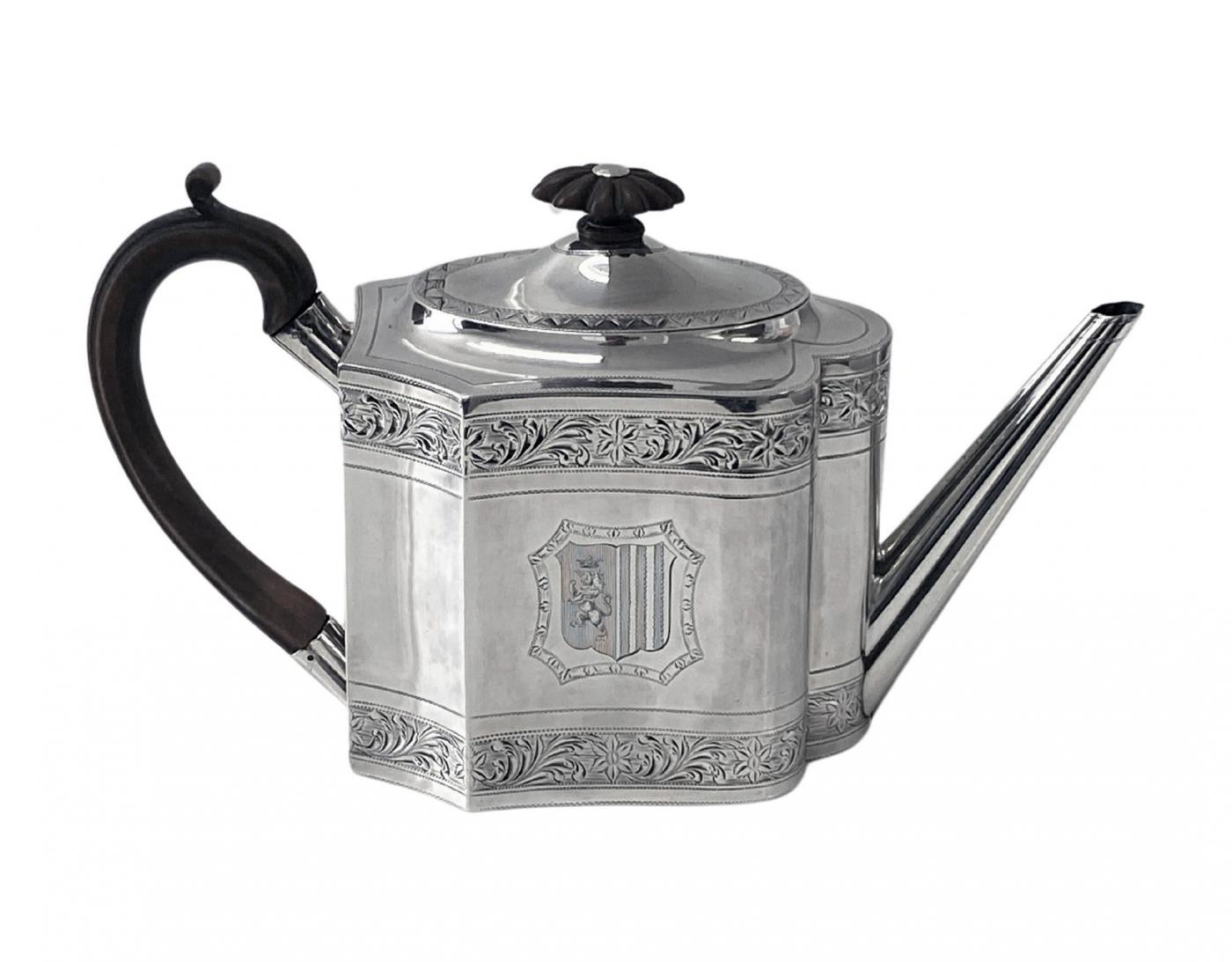 George III Sterling Silver Teapot London 1792 Henry Chawner.