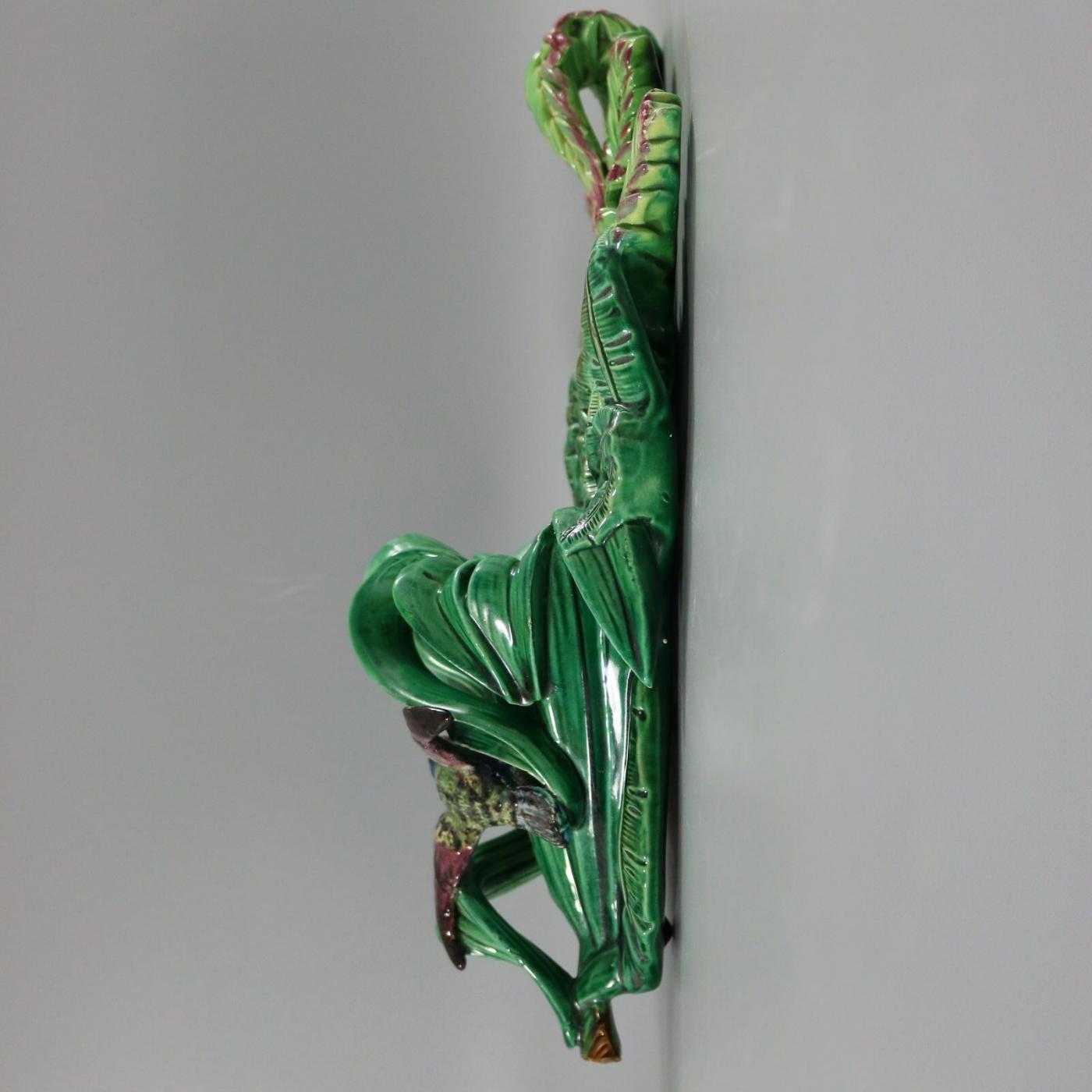 George Jones Majolica Hummingbird Wall Pocket