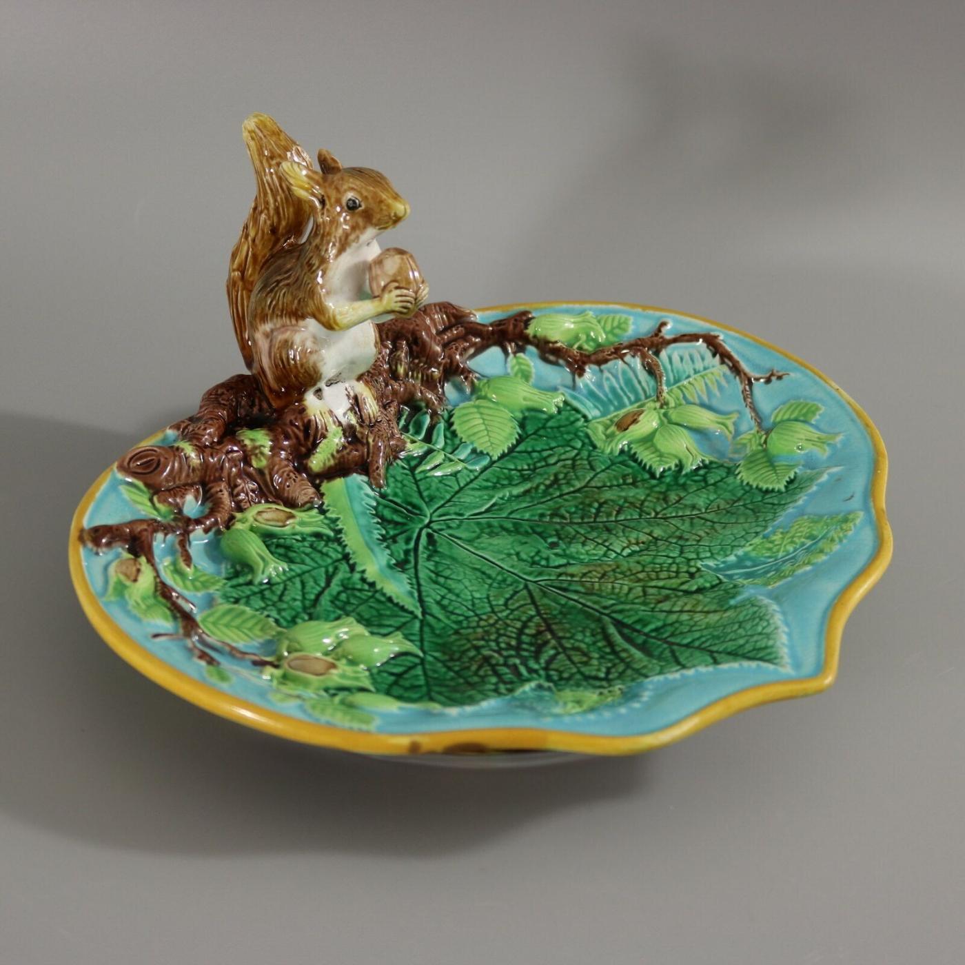 George Jones - George Jones Majolica Squirrel Nut Dish