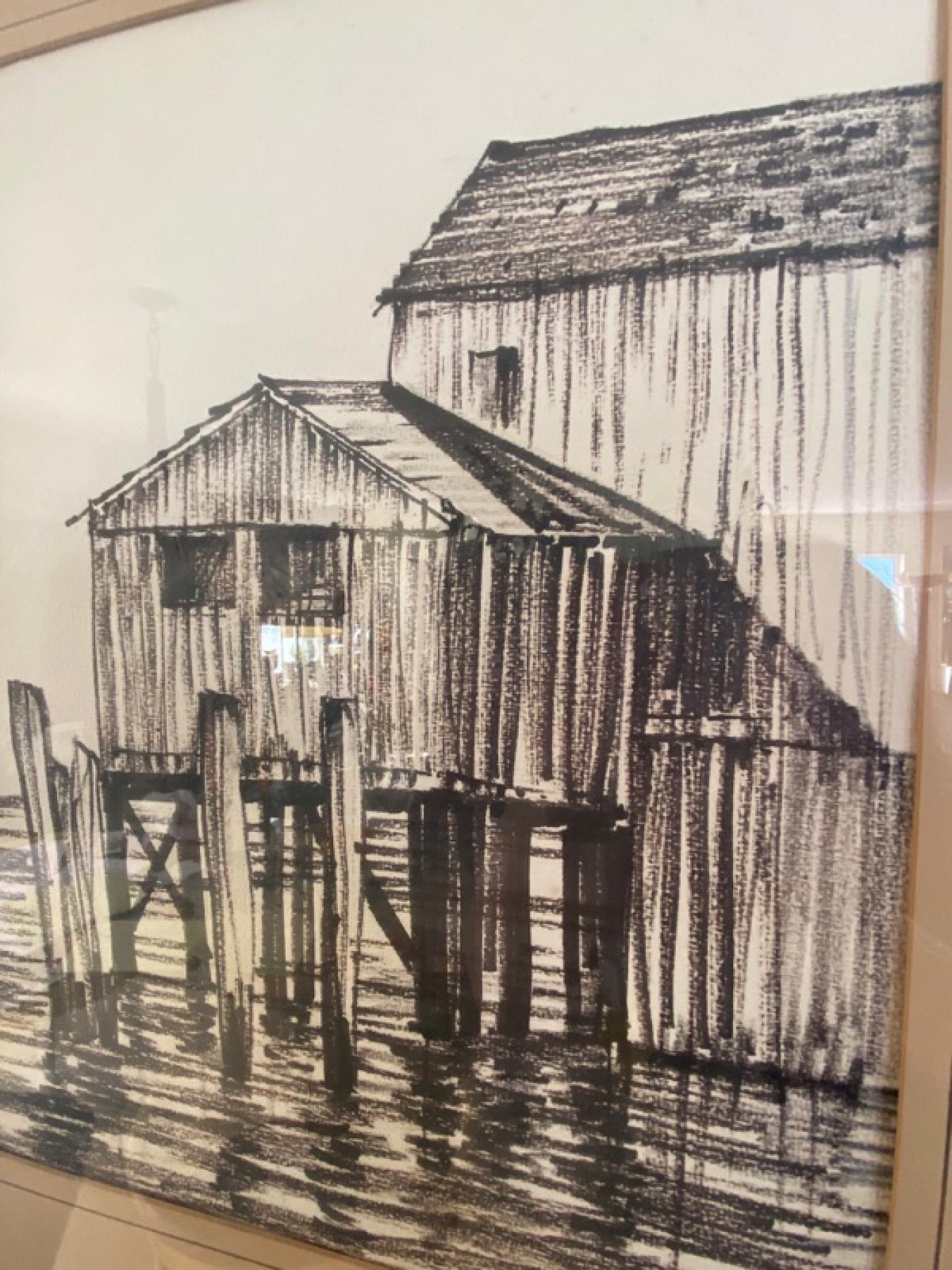 George Wharton Edwards - MID CENTURY HOUSE ON OCEAN CHARCOAL DRAWING IN ...