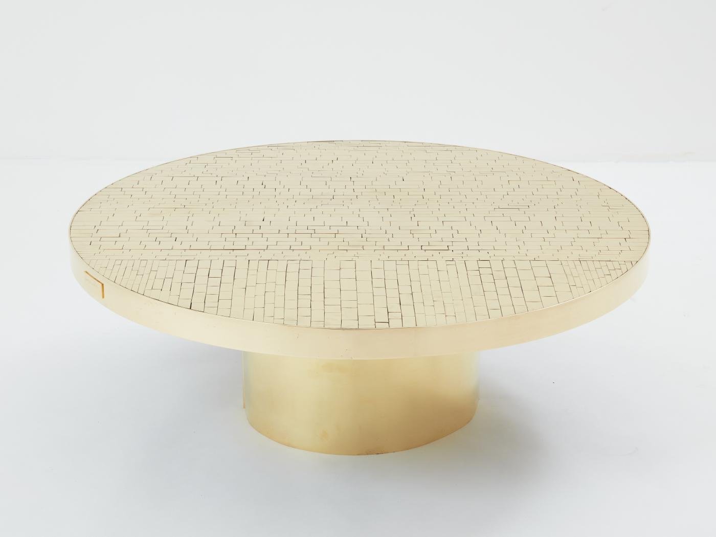 Georges Mathias - Georges Mathias brass mosaic coffee table 1970