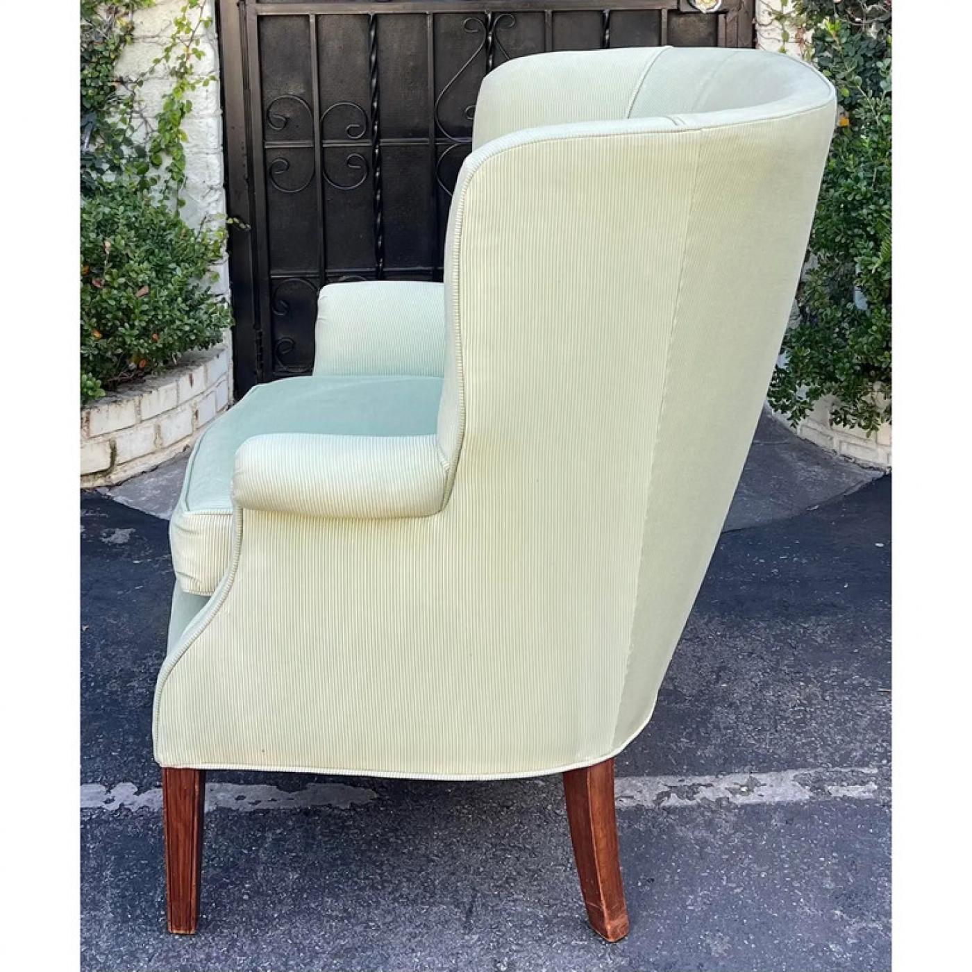 Georgian Style Light Green Wingback Chair