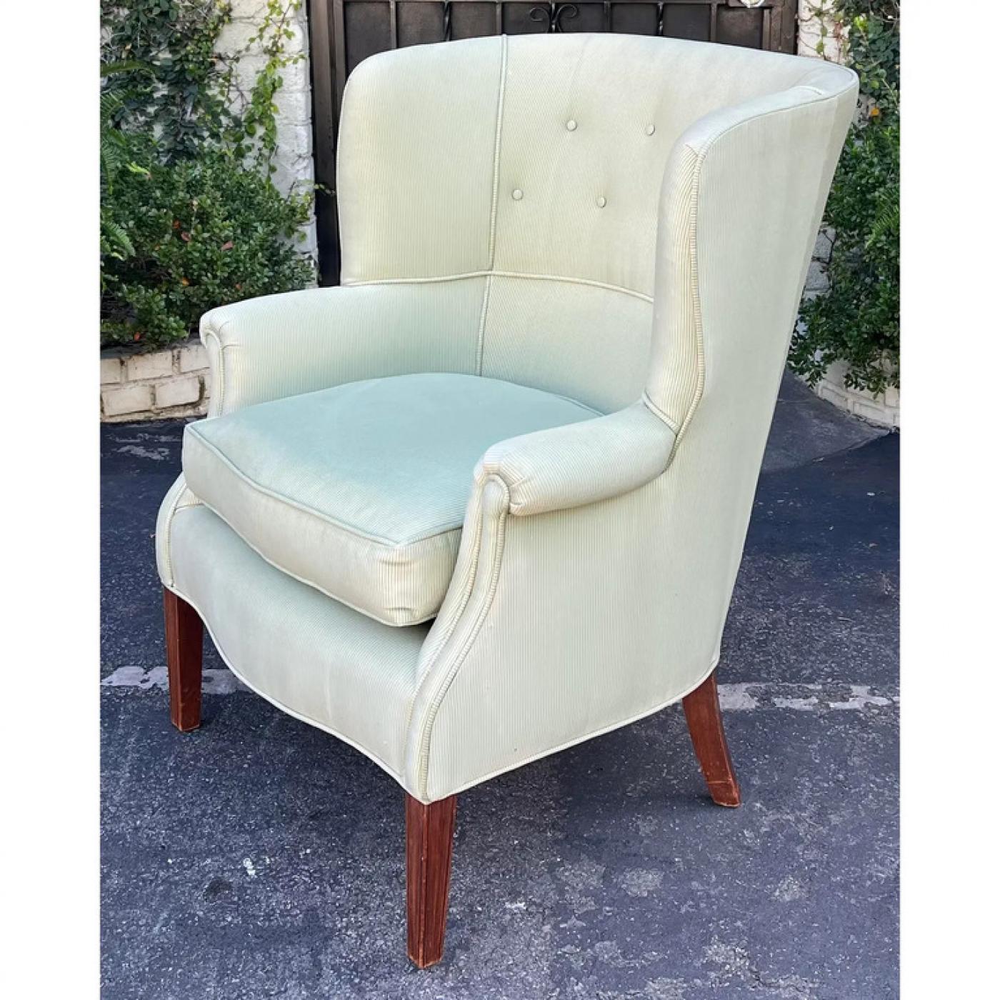 Georgian Style Light Green Wingback Chair