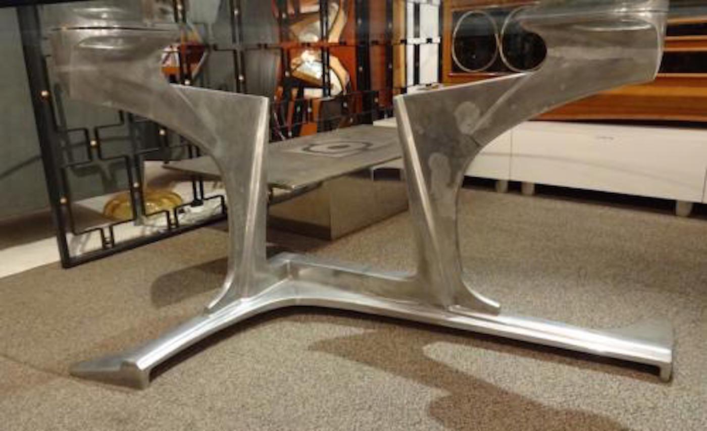 Gerard Mannoni - Exceptional Dining Table in Cast Aluminum and Glass by ...