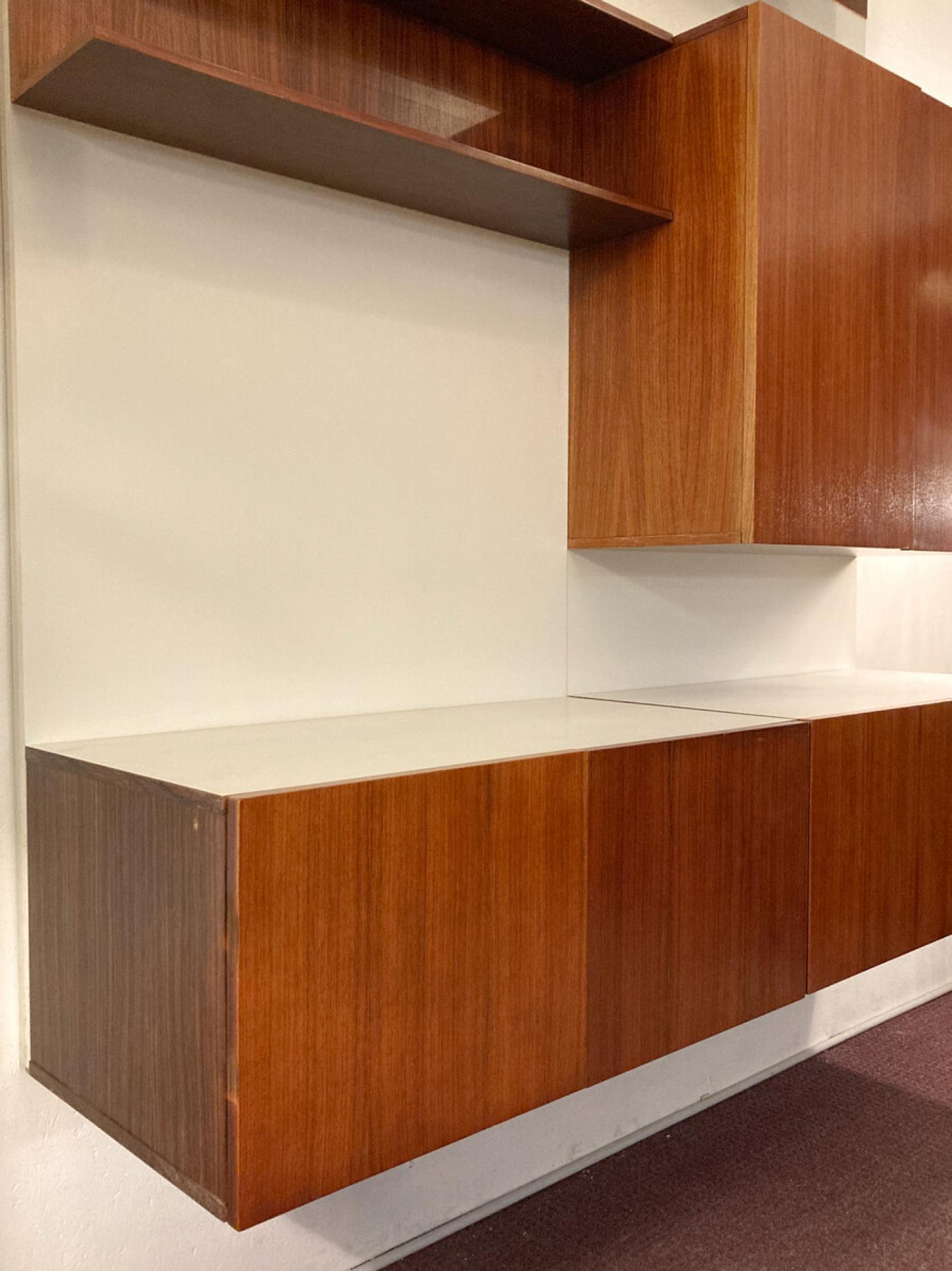 German Mid Century Wooden Wall Unit