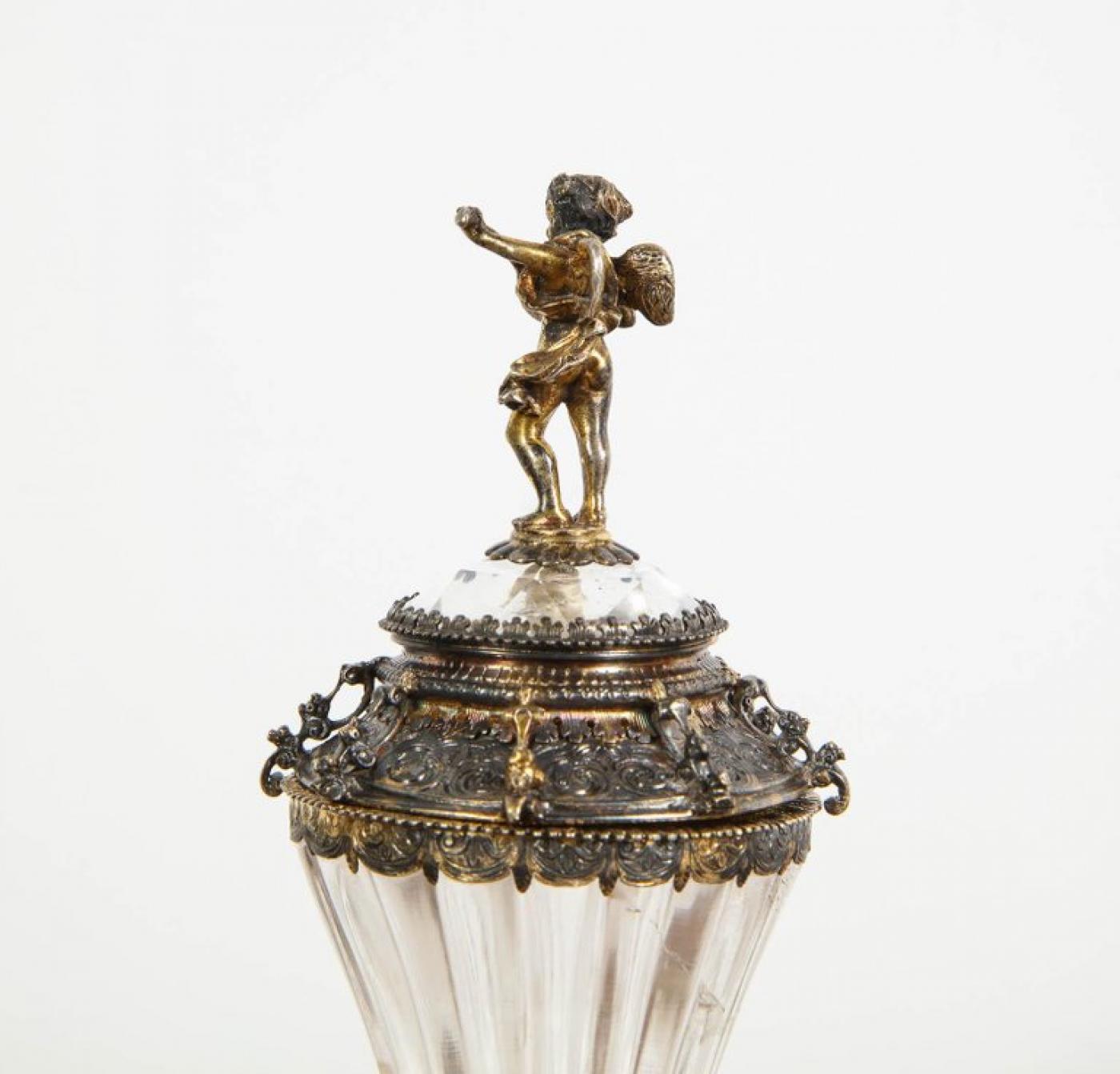 German Renaissance-Style Silver Gilt Rock Crystal Cup and Cover, circa 1870