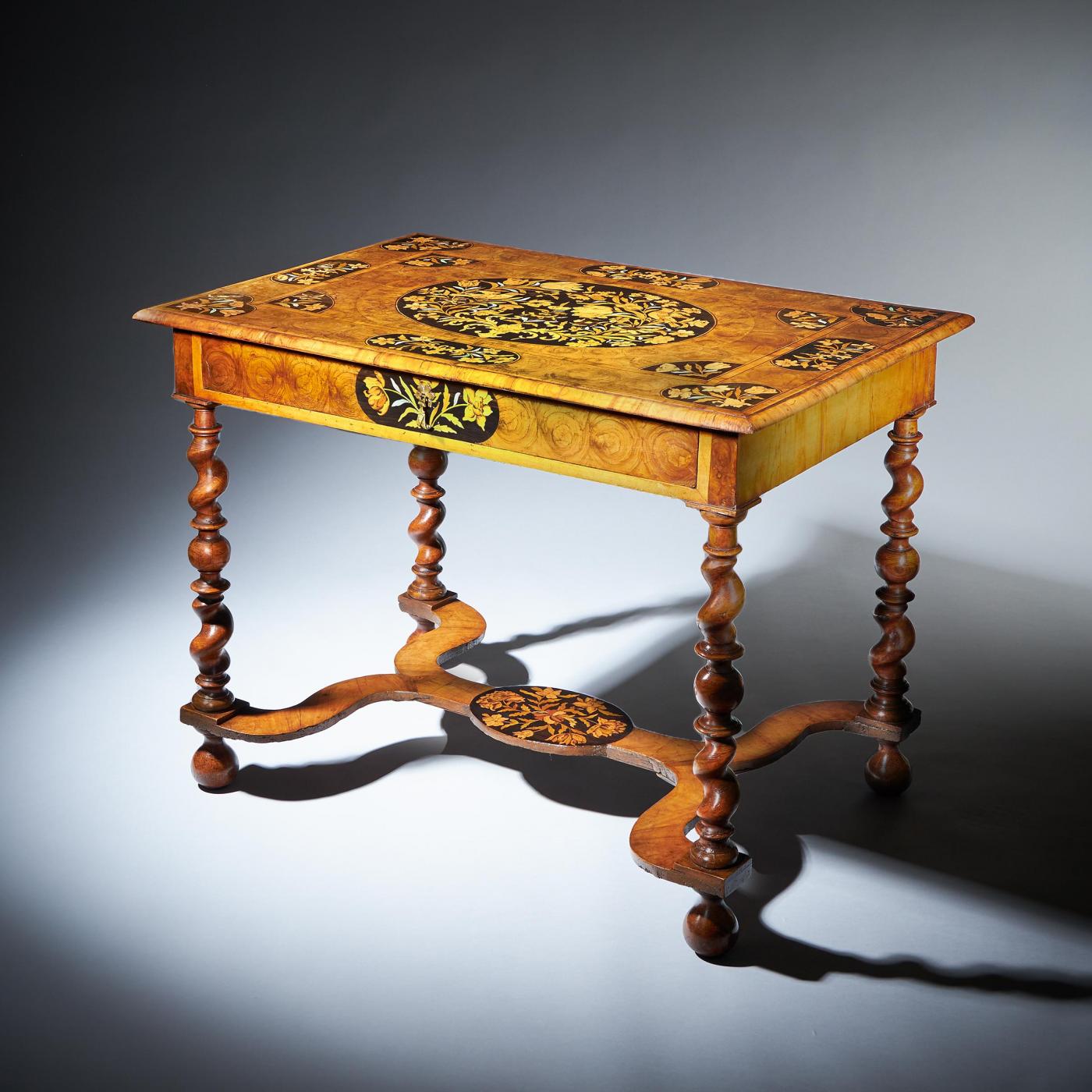Gerrit Jensen - 17th Century Charles II Olive Oyster Floral Marquetry ...