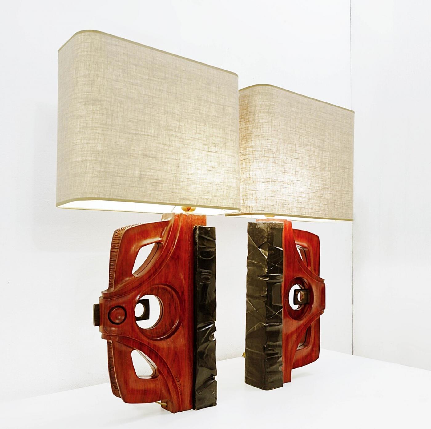 Gianni Pinna - Pair of Sculpted Table Lamps by Gianni Pinna