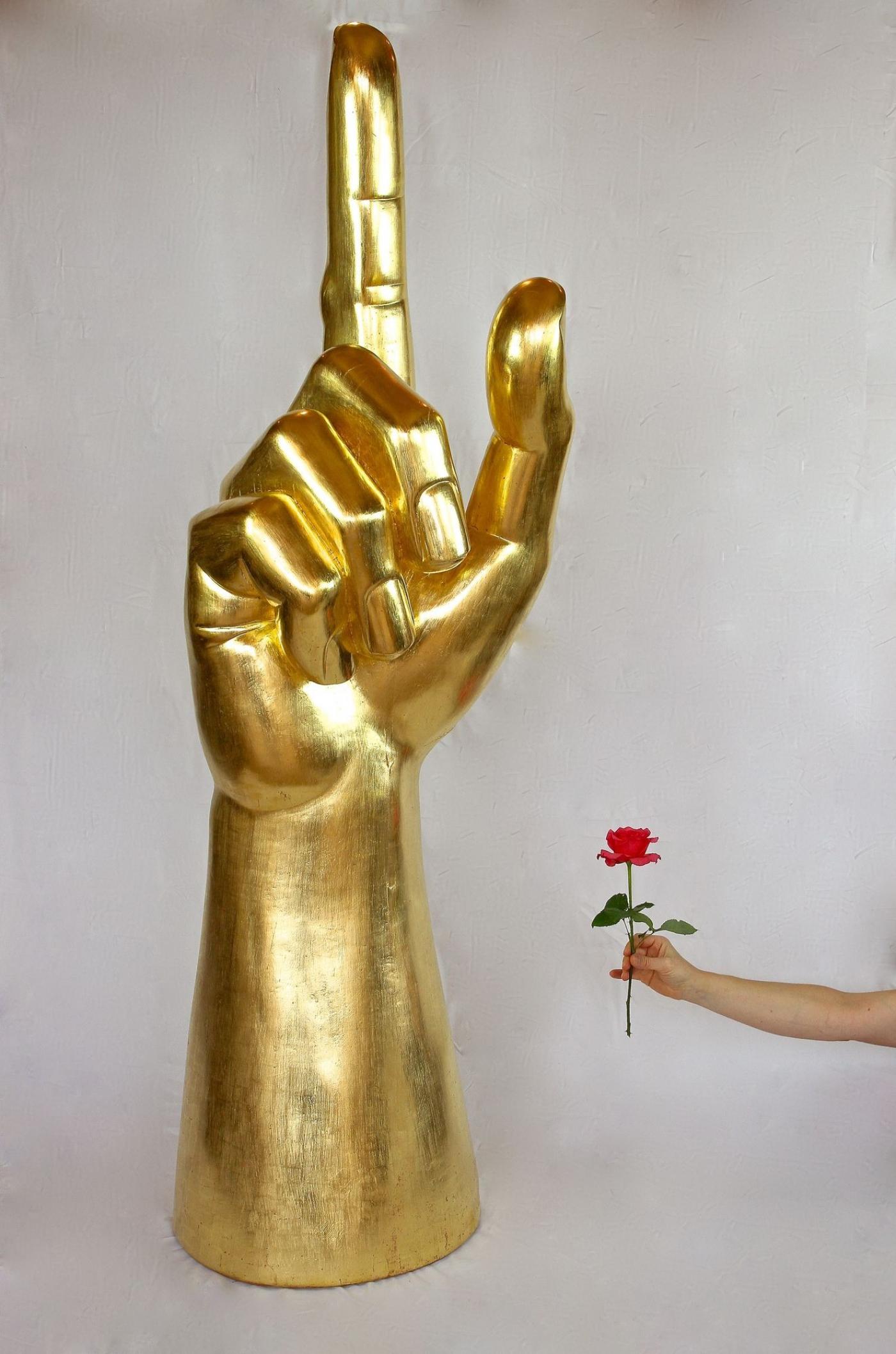 Gigantic Hand Sculpture Goldleaf Plated by M. Treml, Austria 2021