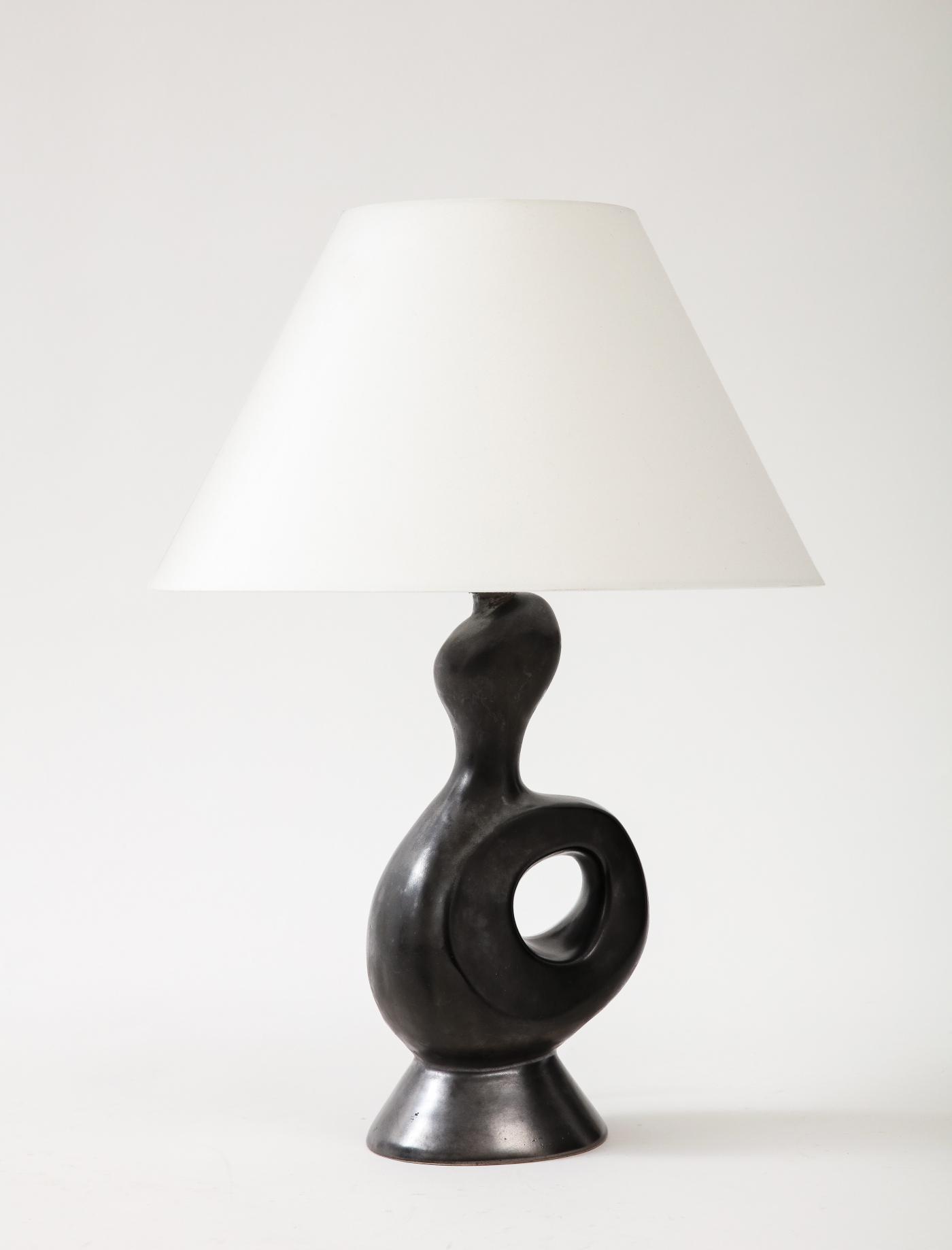 Gil Angoloni Zoomorphic Ceramic Lamp, Parchment Shade. France, c. 1950 ...