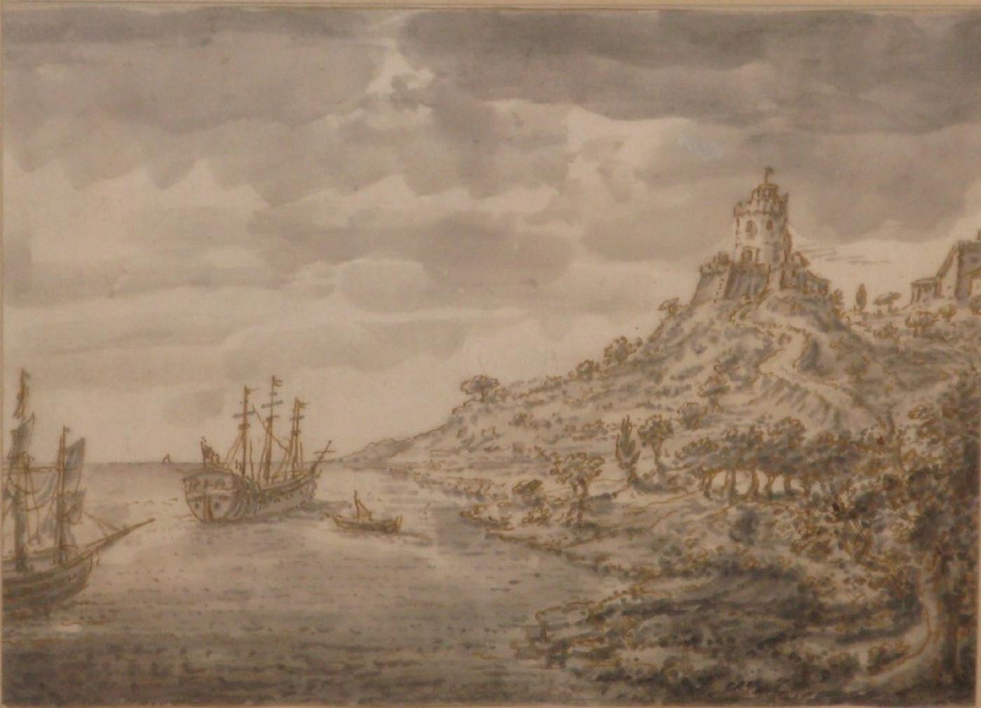 Giovanni Francesco Costa - Pair: Coastal Scene / Landscape with a ...