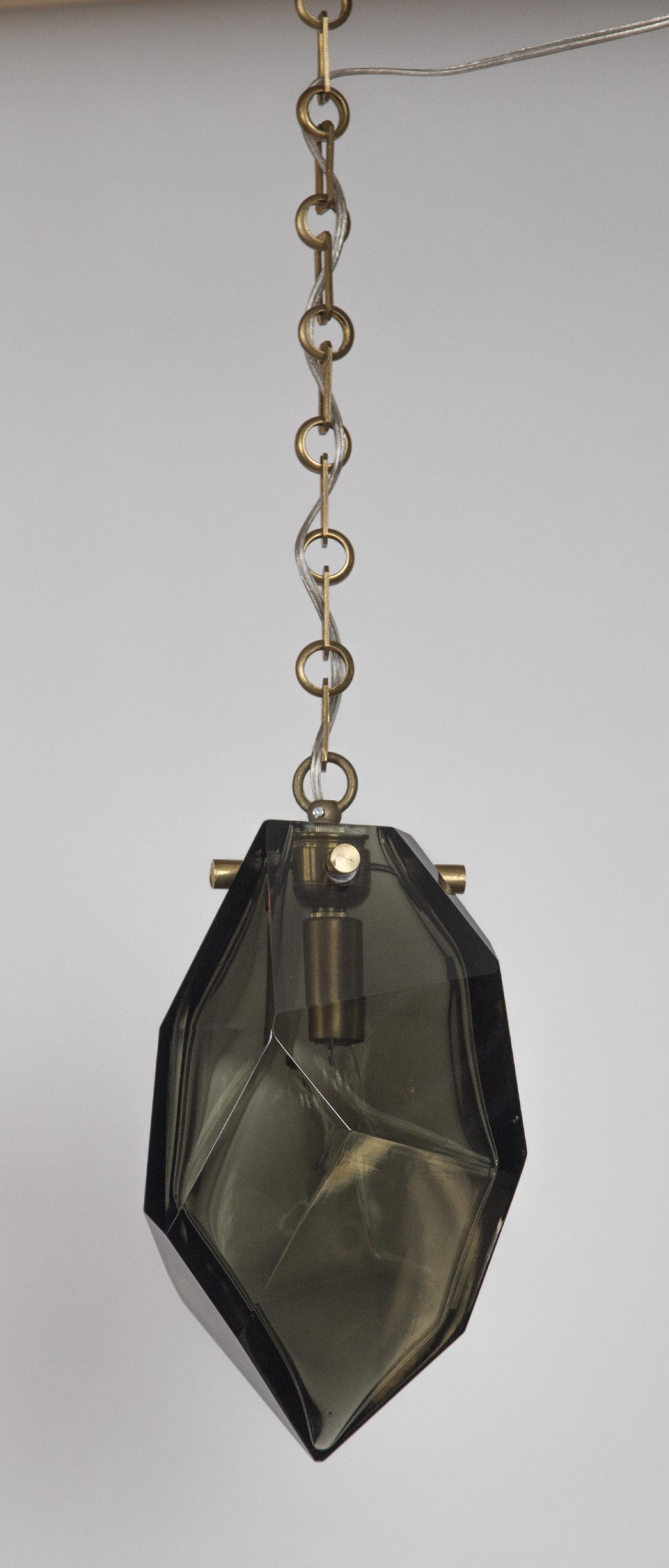 Glass Faceted Diamond- Shaped Pendant Light