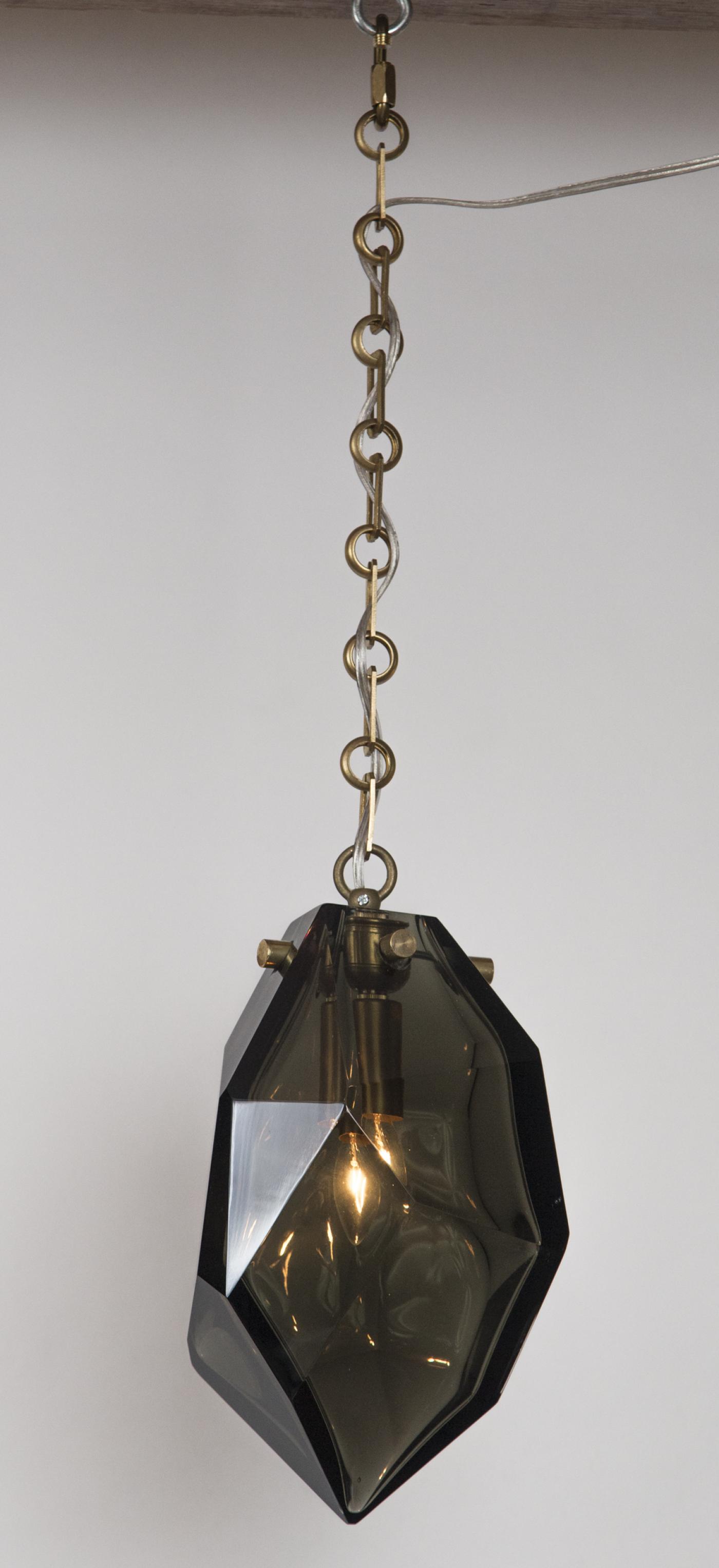 Glass Faceted Diamond- Shaped Pendant Light