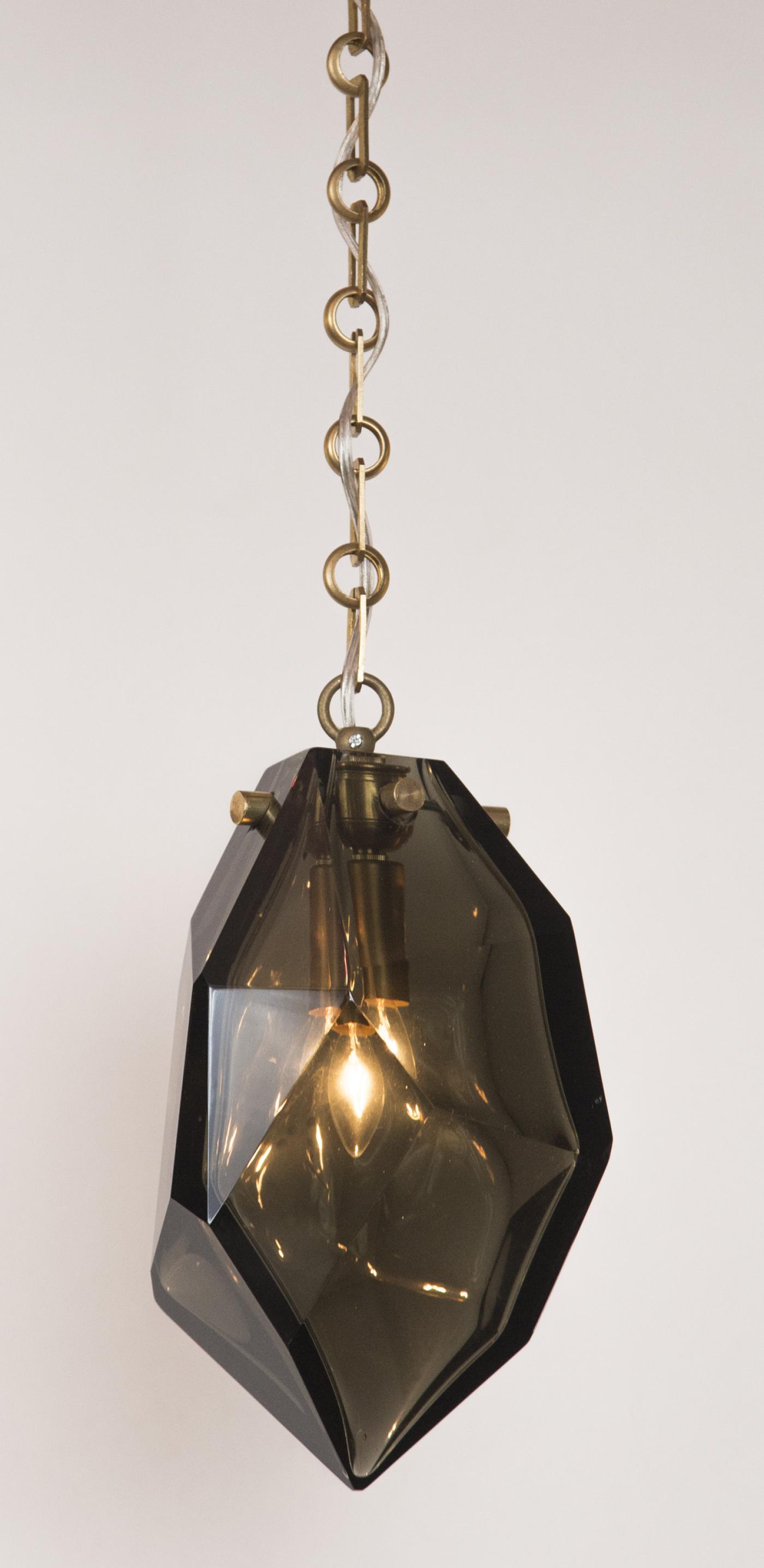 Glass Faceted Diamond- Shaped Pendant Light