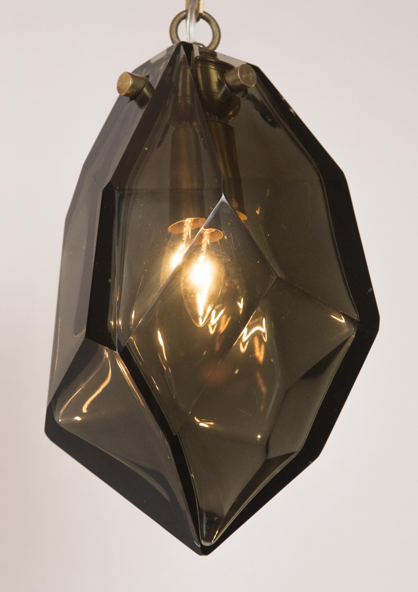 Glass Faceted Diamond- Shaped Pendant Light