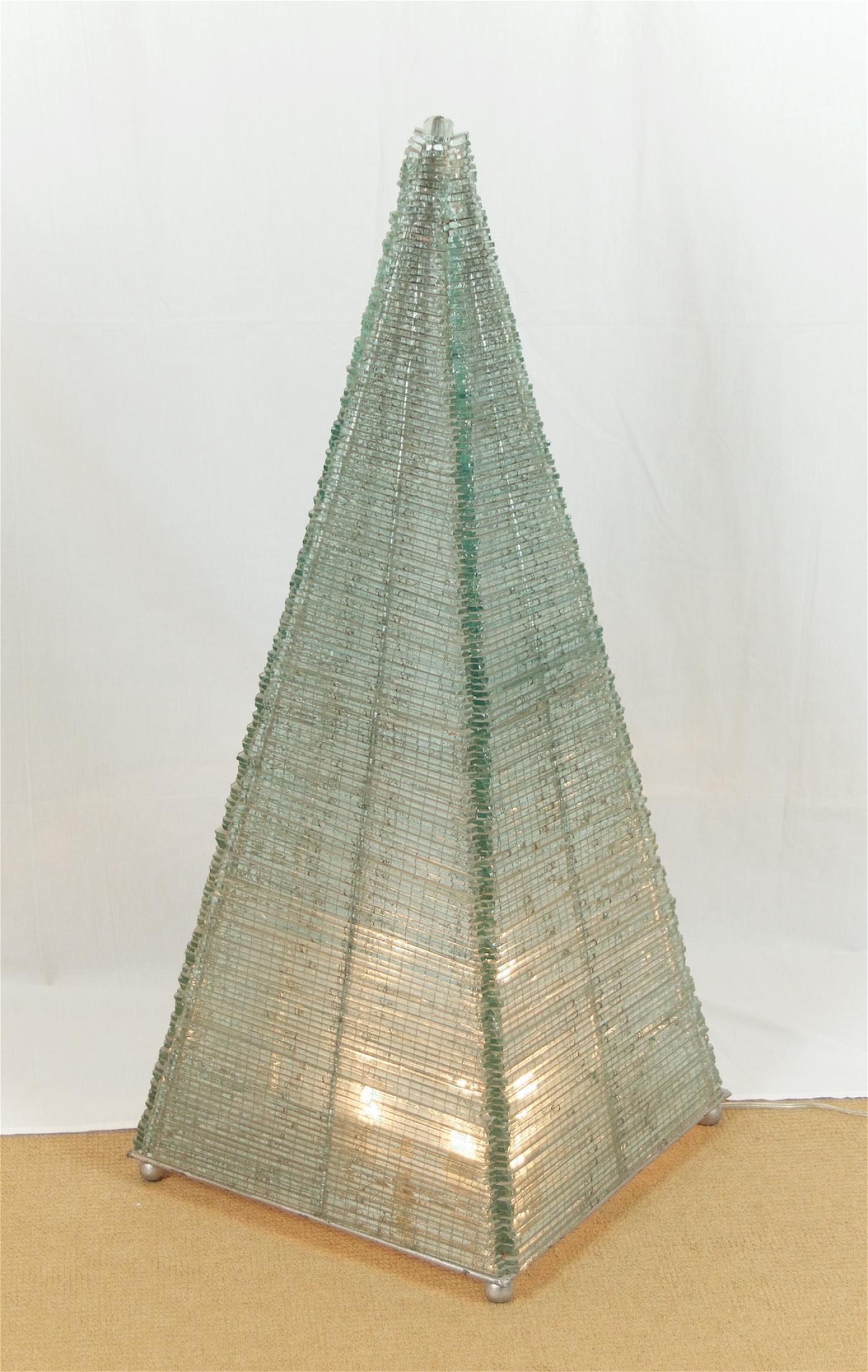 Glass Sculptural Pyramid Floor Light