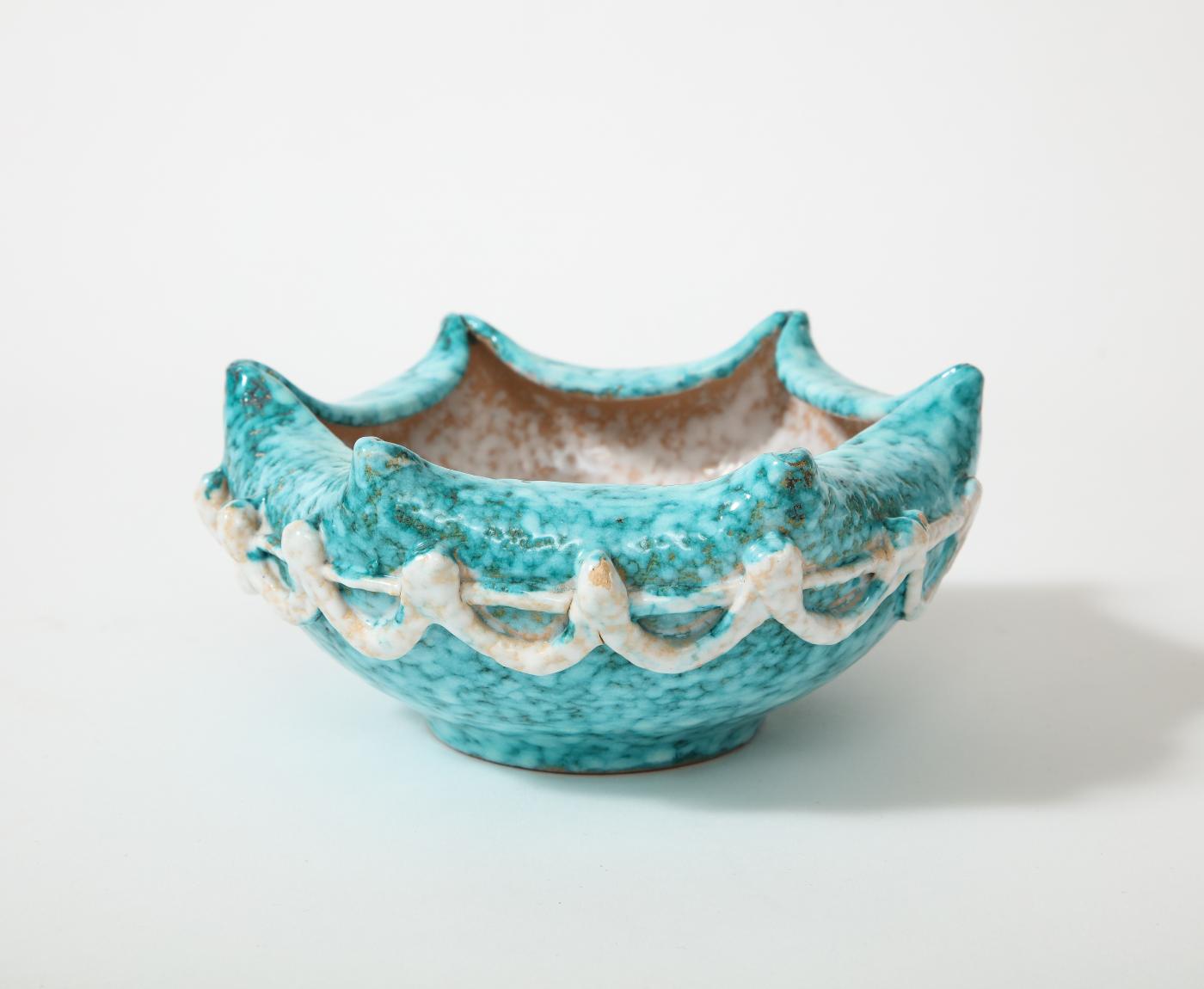 Glazed Ceramic Bowl in the Manner of Gustave Asch Sainte Radegonde, Italy