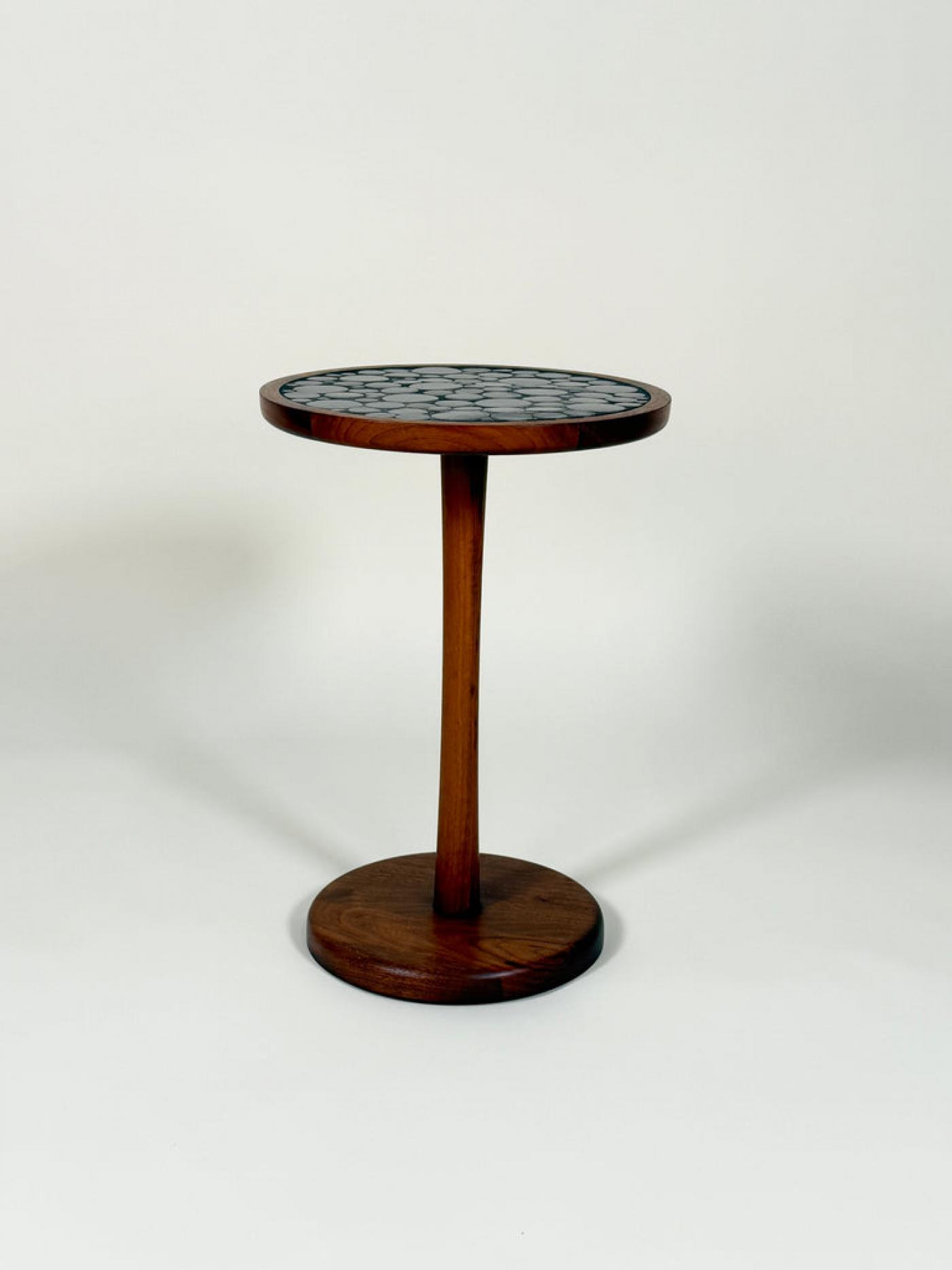 Gordon & Jane Martz - Gordon & Jane Martz Gray Coin Tile Mosaic Side Table