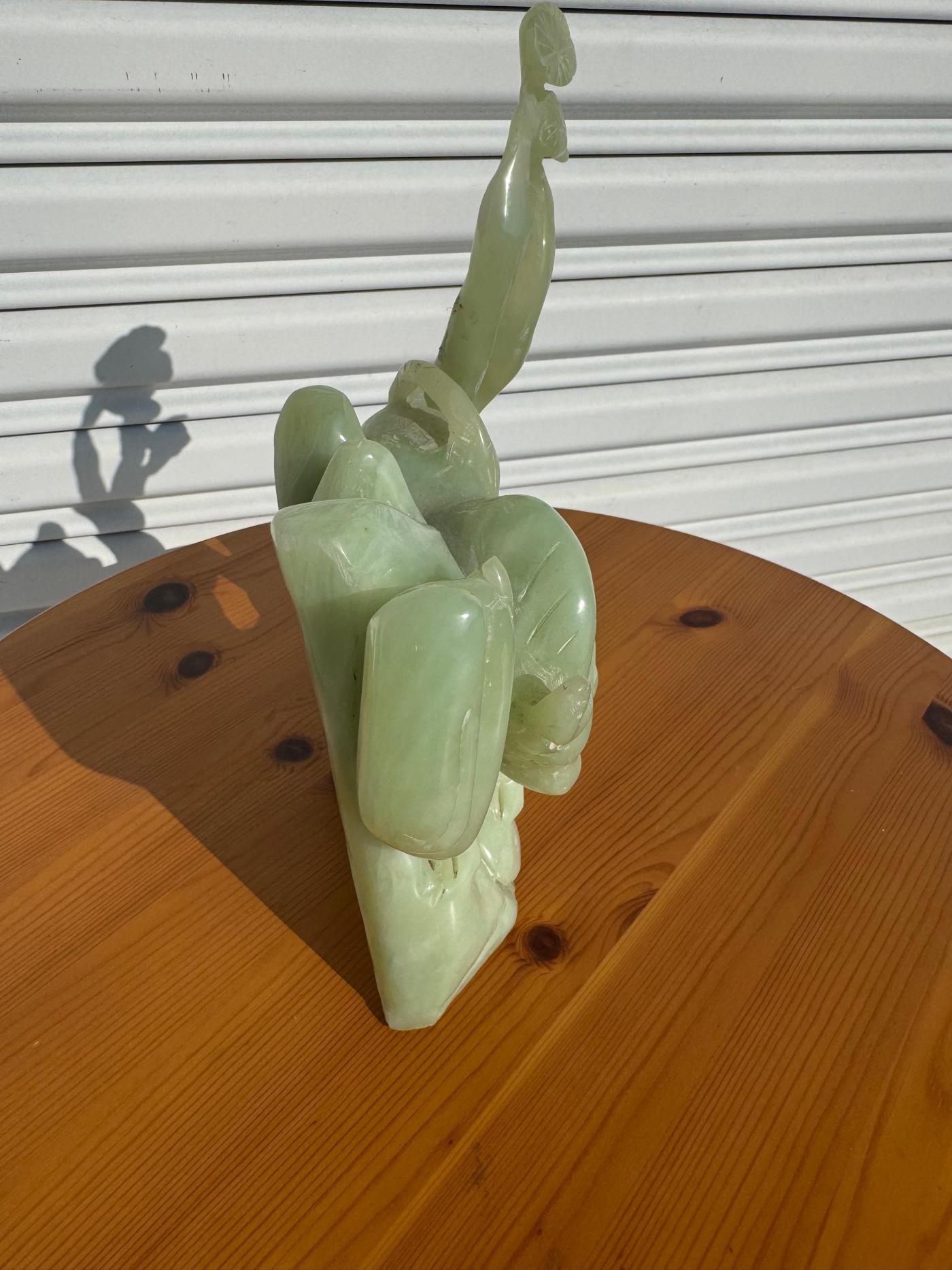 Green Jade Cow and Feeding Calf Sculpture