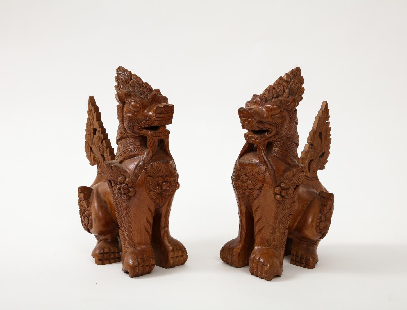 Hand Carved Teak Temple Guards