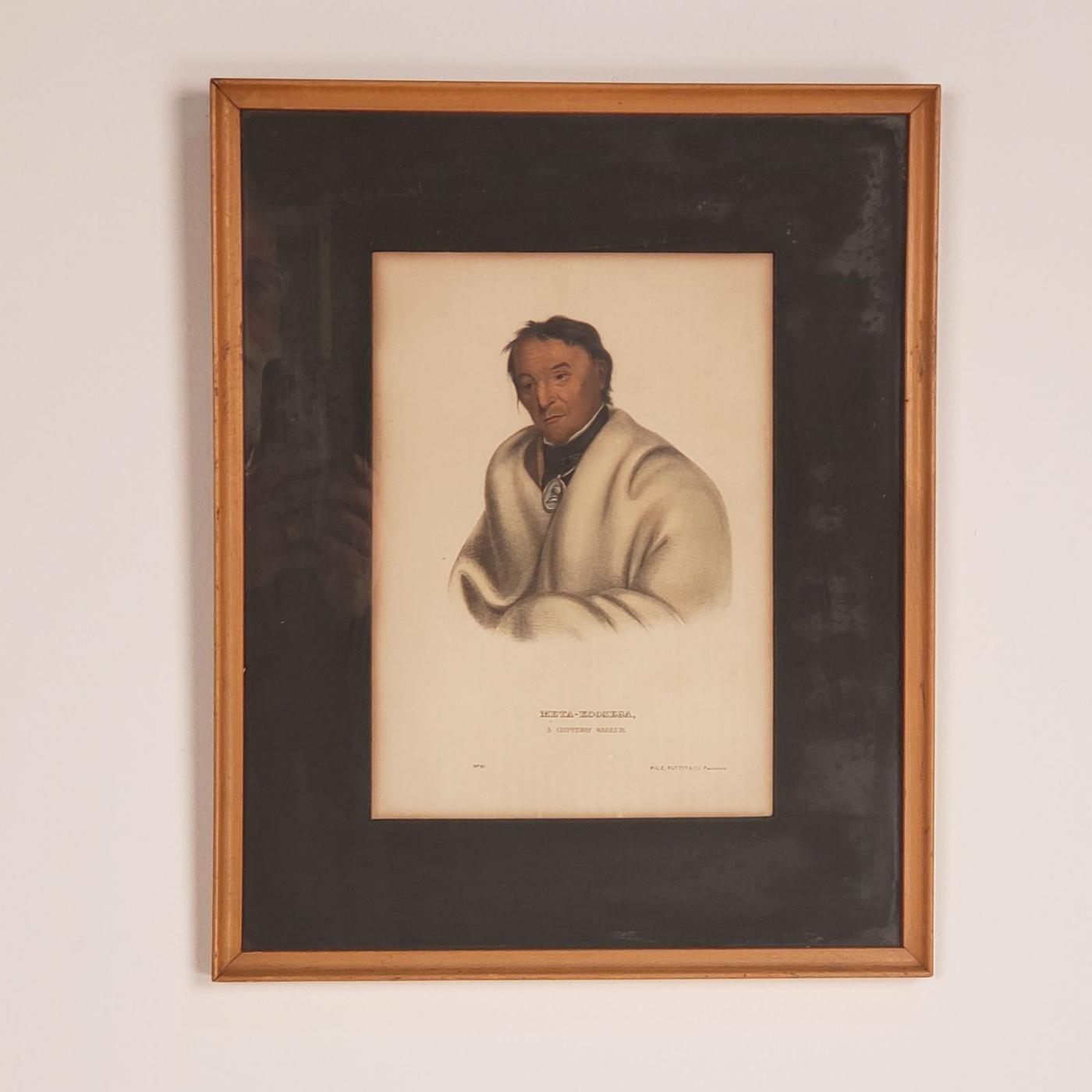Hand-Colored Engraving of American Indians, 19th Century