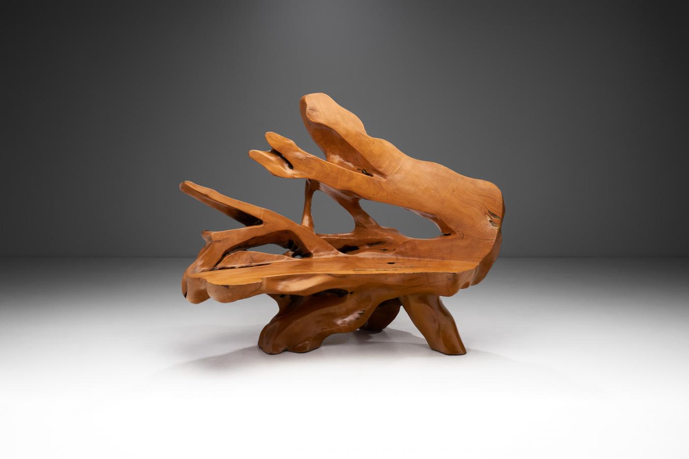 Handcrafted Teak Root Bench, Europe late 20th century