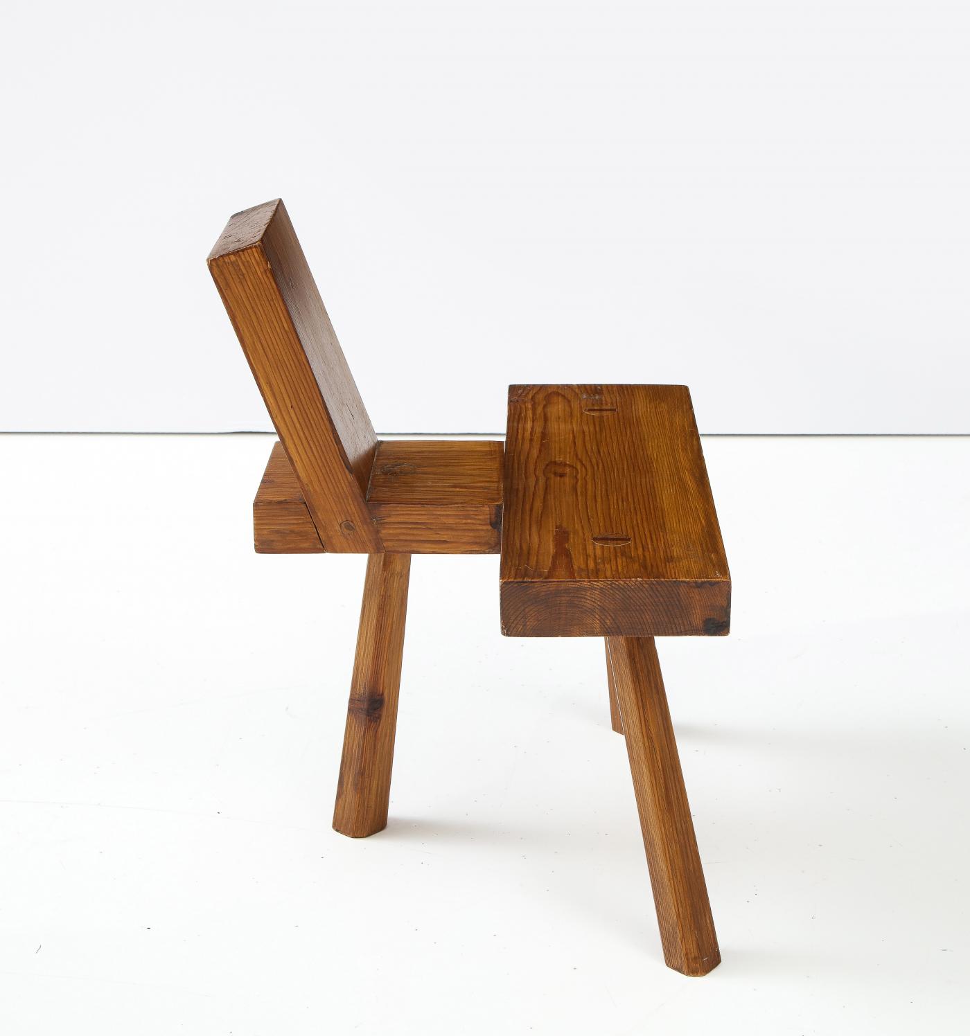 Handmade Architectural Mountain Stool, France, c. 1960