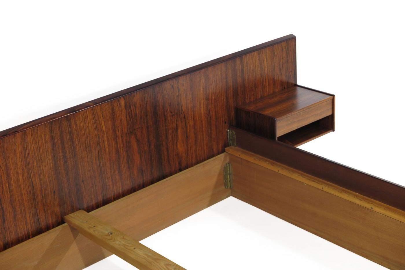 Hans Olsen - Danish Rosewood Bed Frame with Floating Nightstands