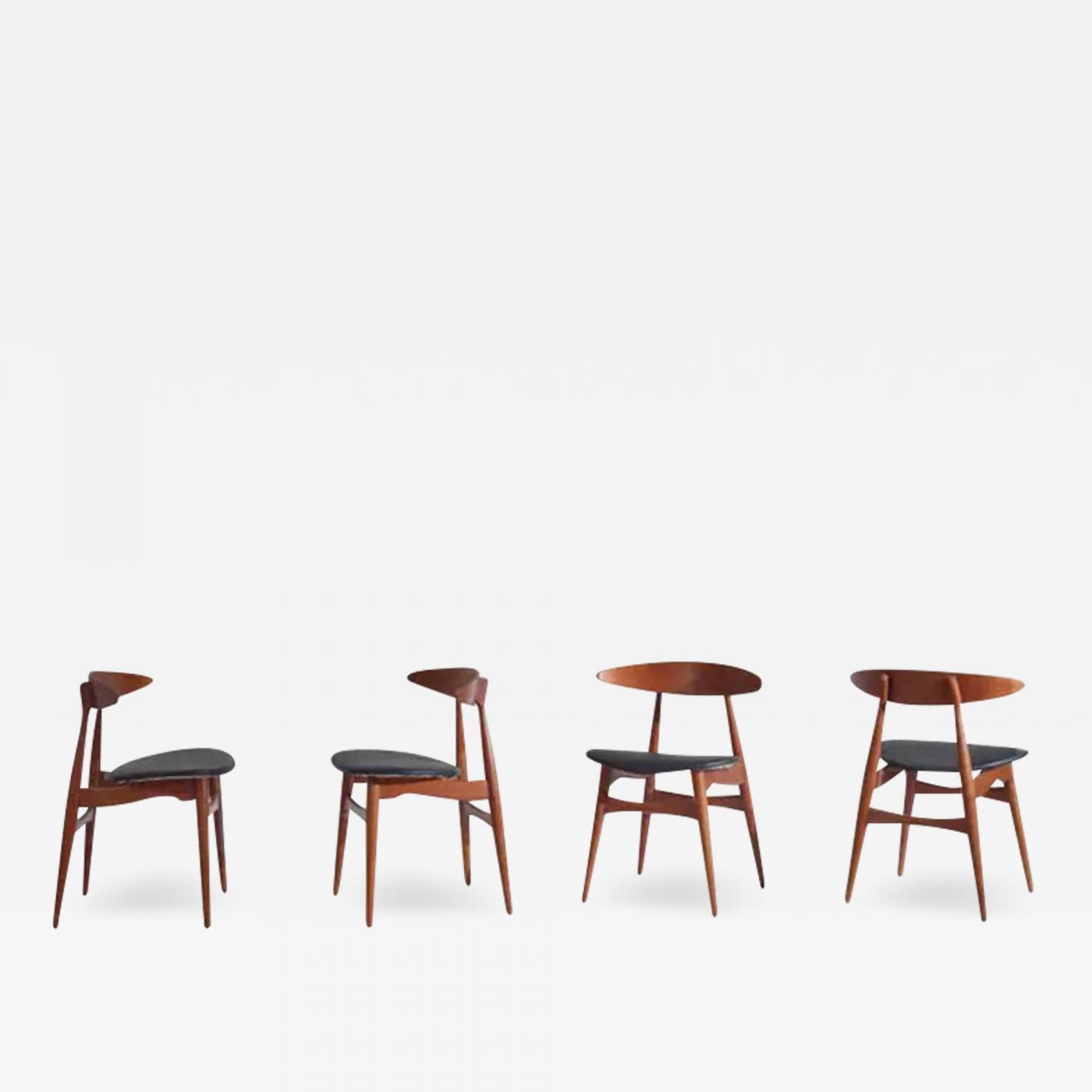Hans Wegner - Set of Four CH33 in Oak and Black Leather, Hans J. Wegner ...