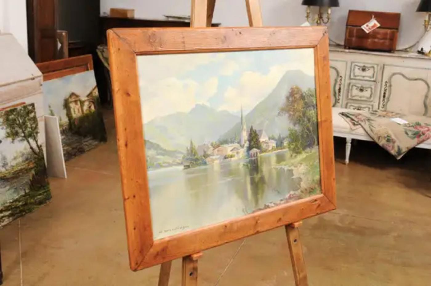 Hans Weidinger - Hans Weidinger 1940s Oil Landscape Painting of ...