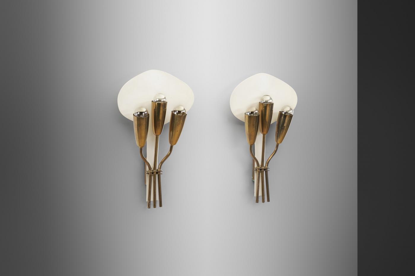 Harald Notini - Harald Notini Model "8772/3" Wall Sconces, Sweden 1950s
