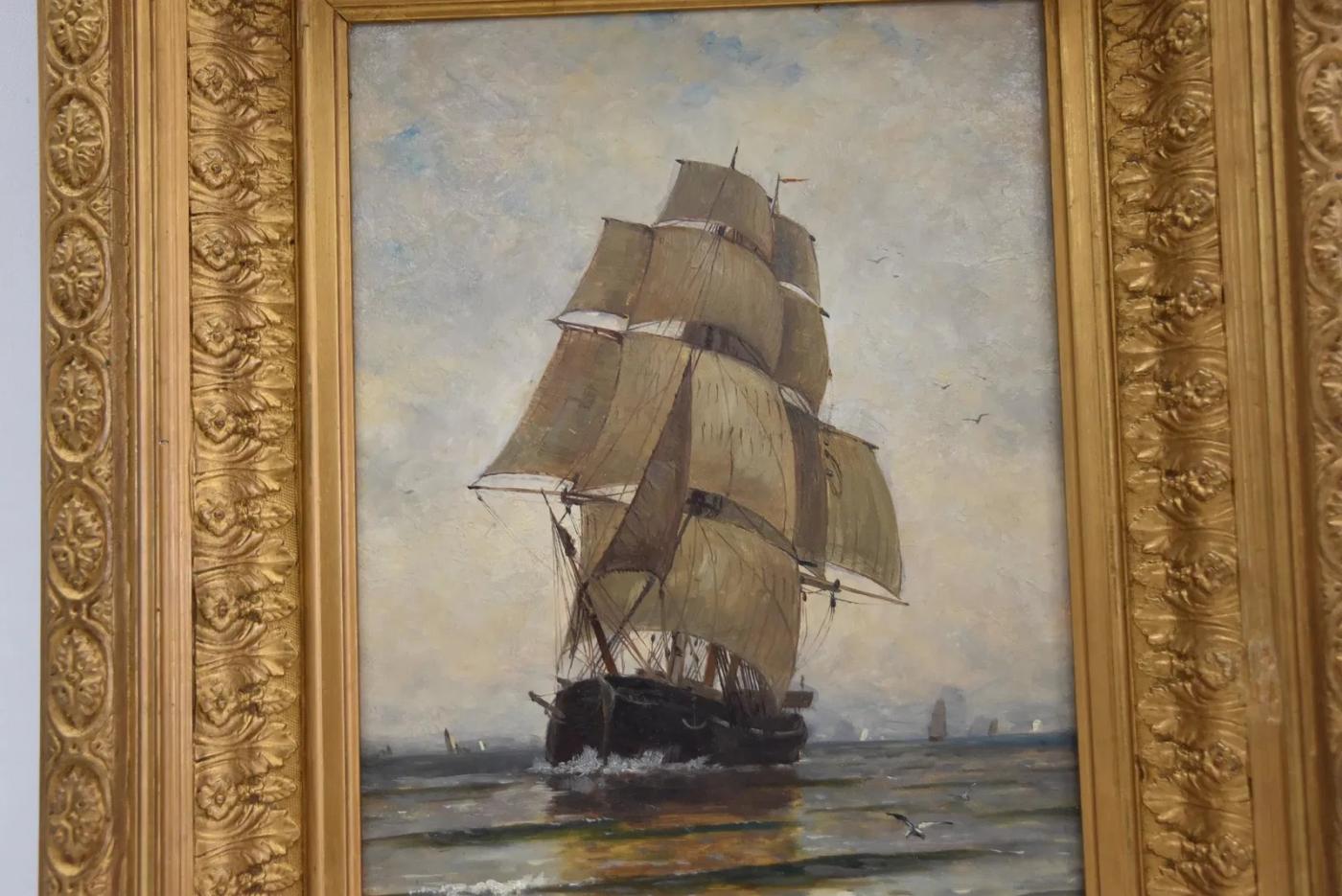 Harry (Henry) Chase - HENRY CHASE , OIL PAINTING OF SHIP AT SEA