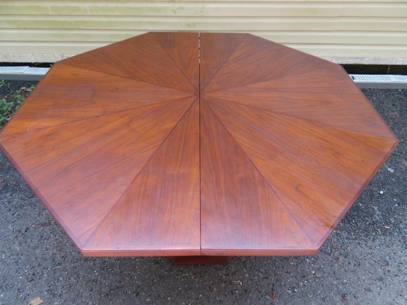 Harvey Probber - Harvey Probber Style Walnut Octagon Extension Table 3 ...