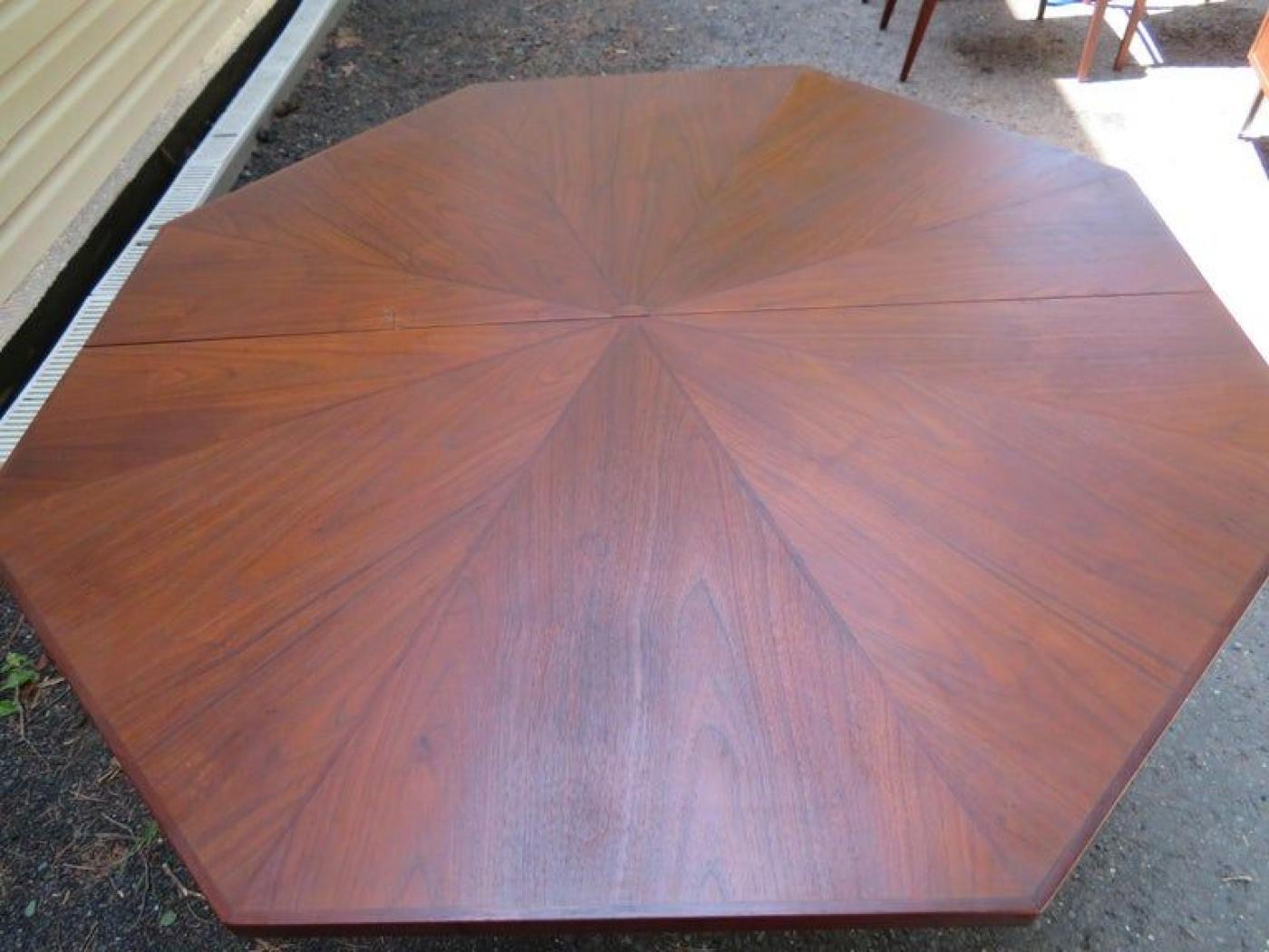 Harvey Probber - Harvey Probber Style Walnut Octagon Extension Table 3 ...
