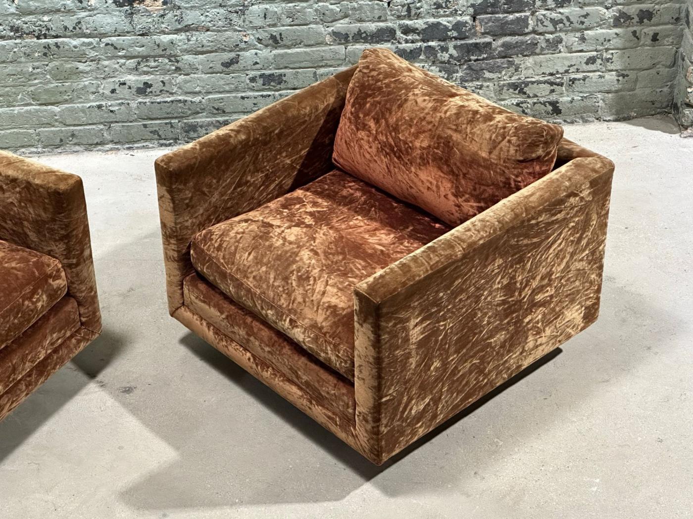 Harvey Probber - Harvey Probber Pair Swivel Cube Lounge Club Chairs ...