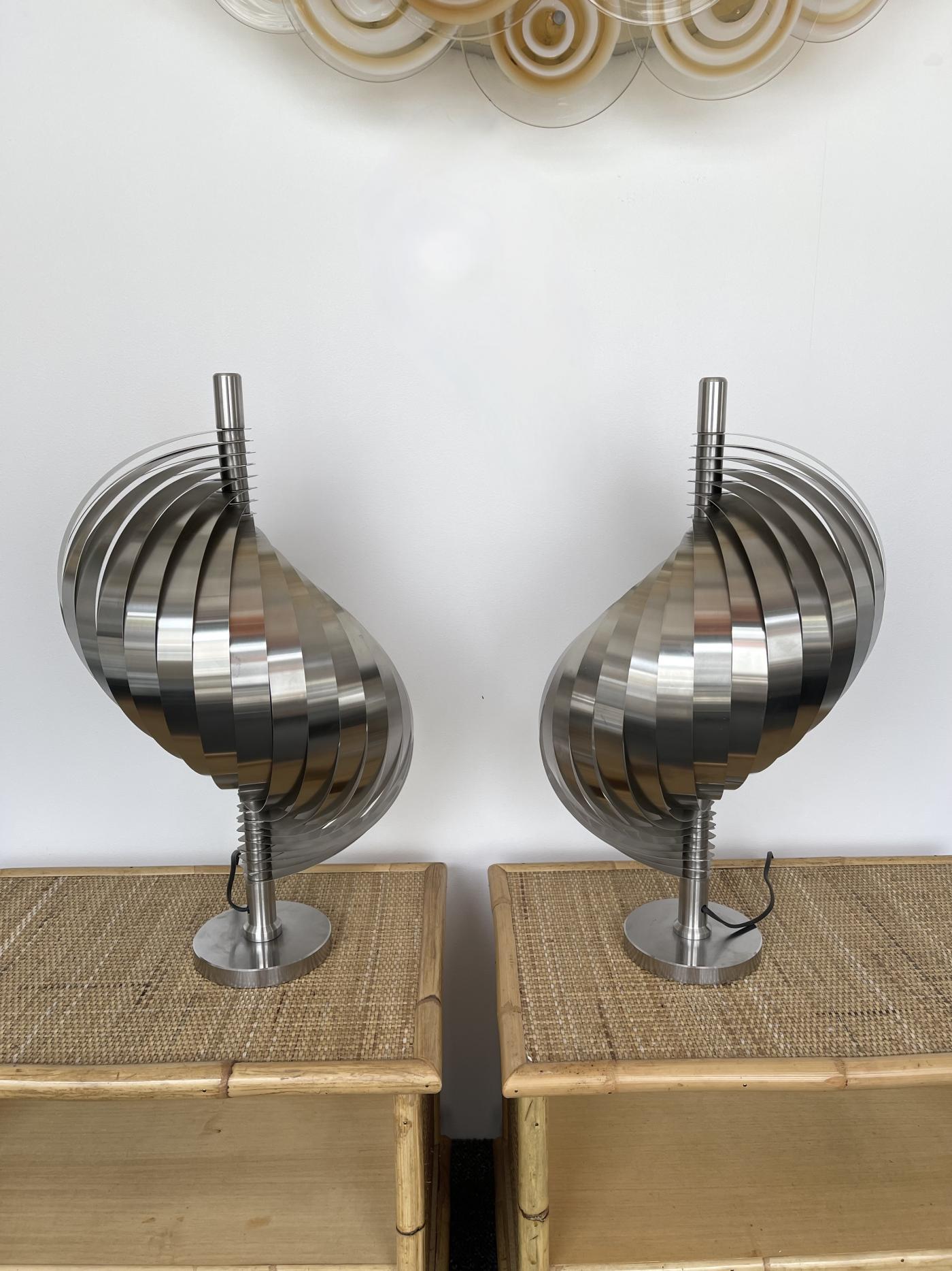 Henri Mathieu - Pair of Metal Spiral Table Lamps by Henri Mathieu ...