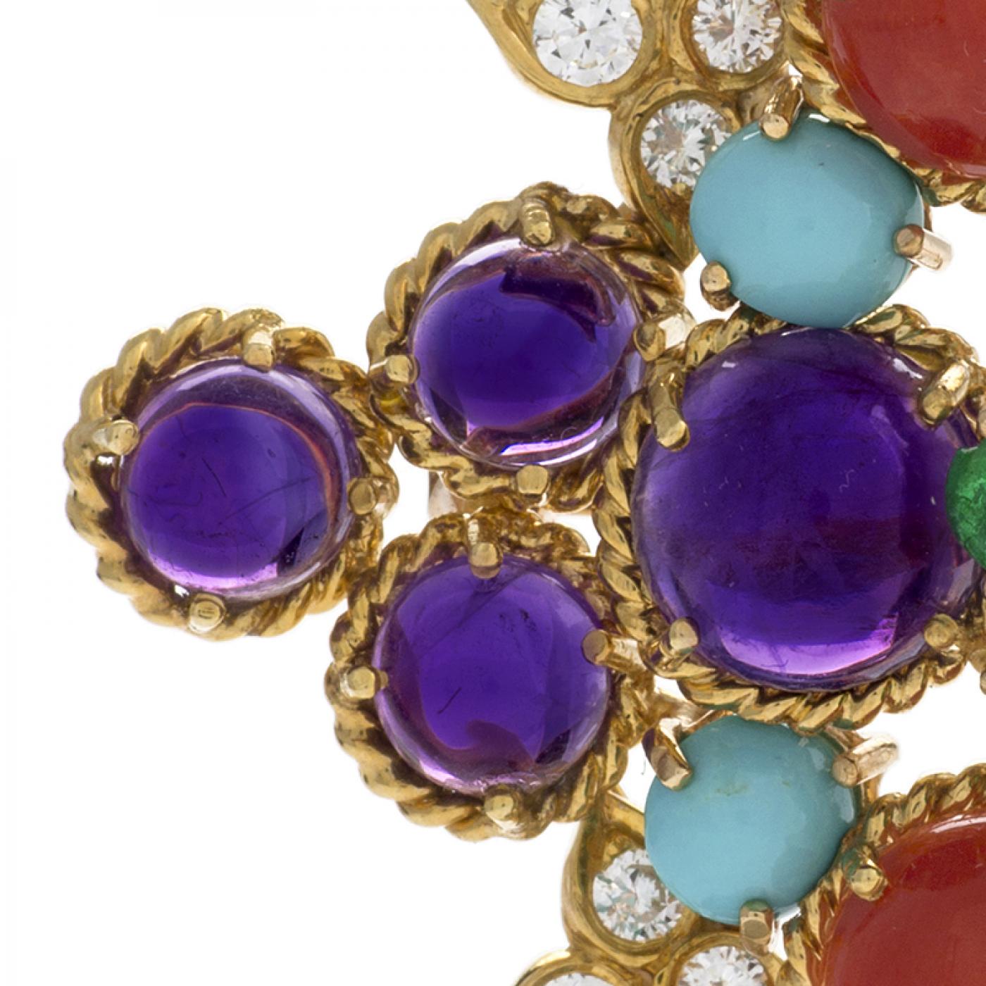 Henry Dunay - Henry Dunay Multi-Gemstone Brooch