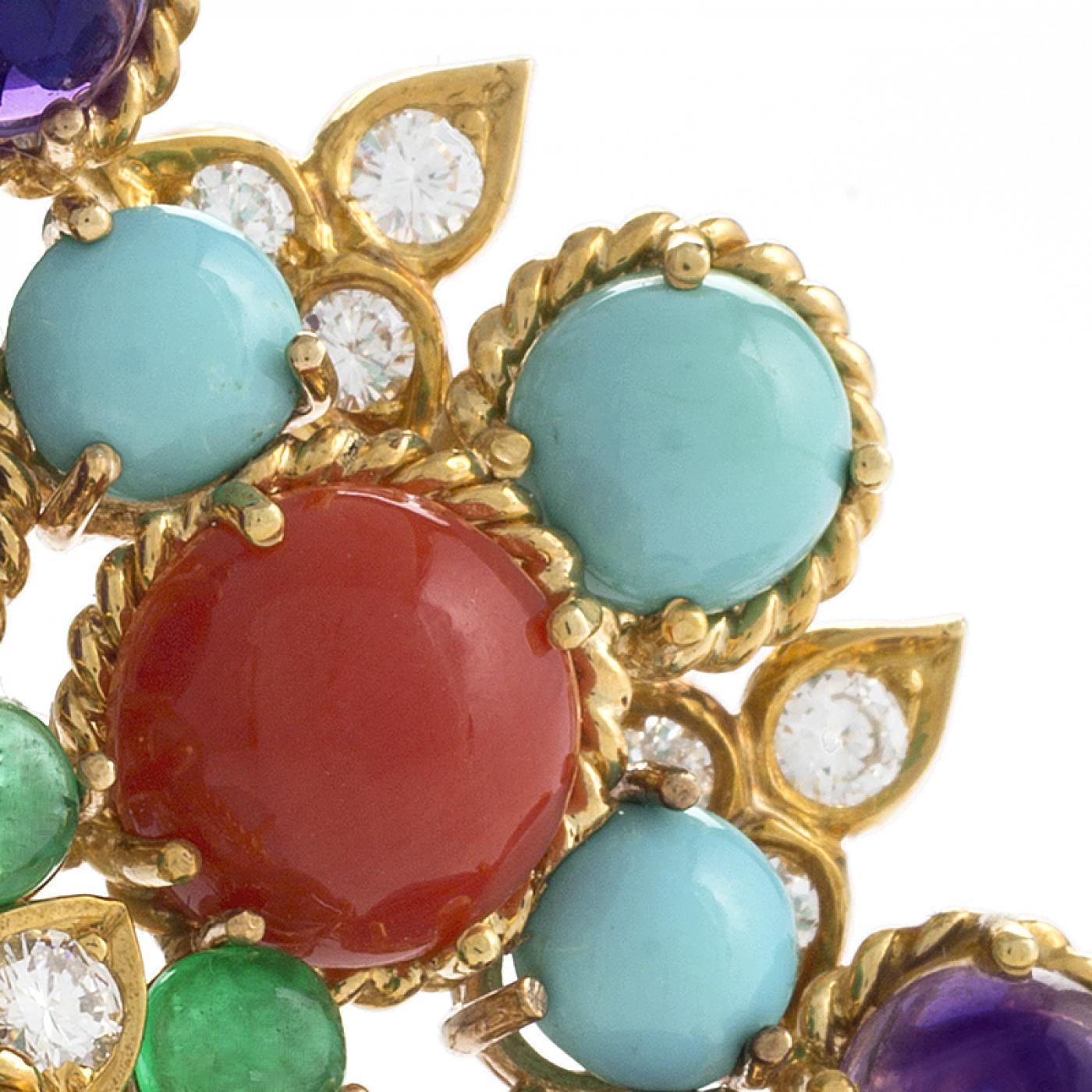 Henry Dunay - Henry Dunay Multi-Gemstone Brooch