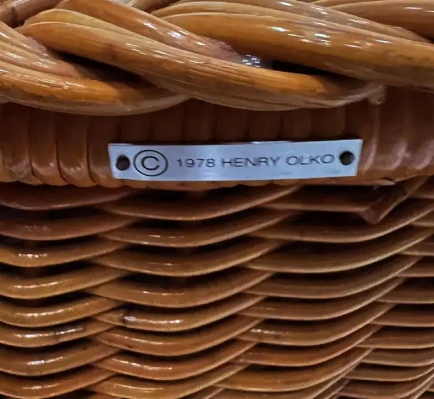 Henry Olko - Vintage 1978 Henry Olko Woven Rattan Chair, Labeled ...