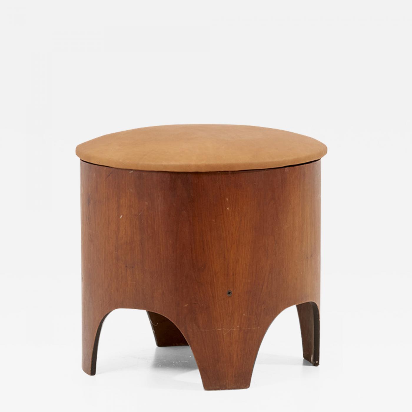 Henry P Glass Stool with Hidden Storage Compartment, USA 1950s