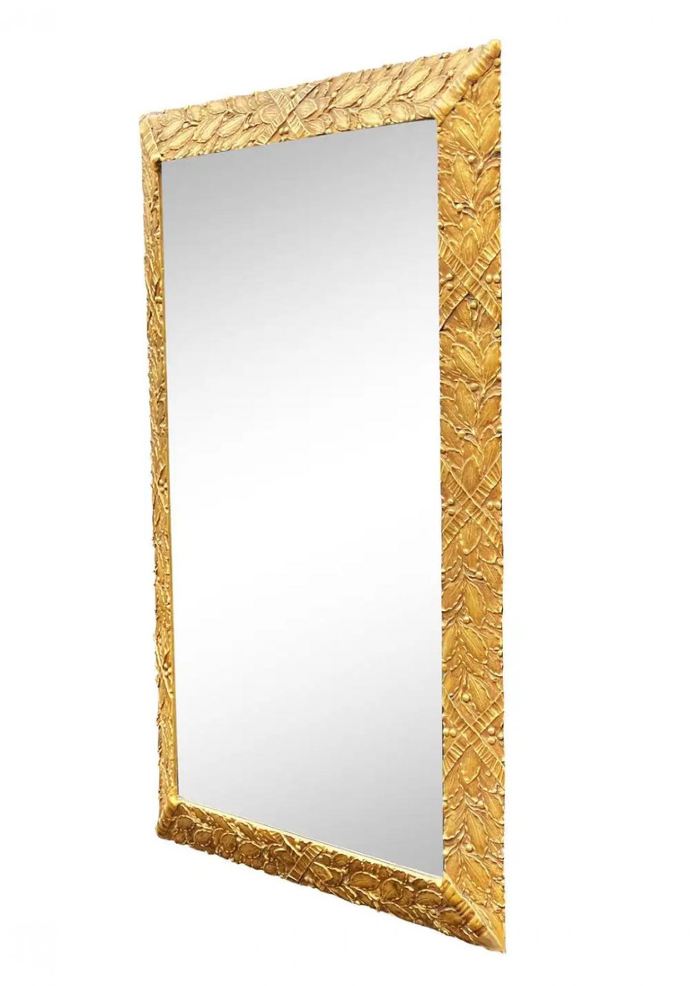 Hollywood Regency Large Italian Rectangular Mirror in Gold Gilded ...