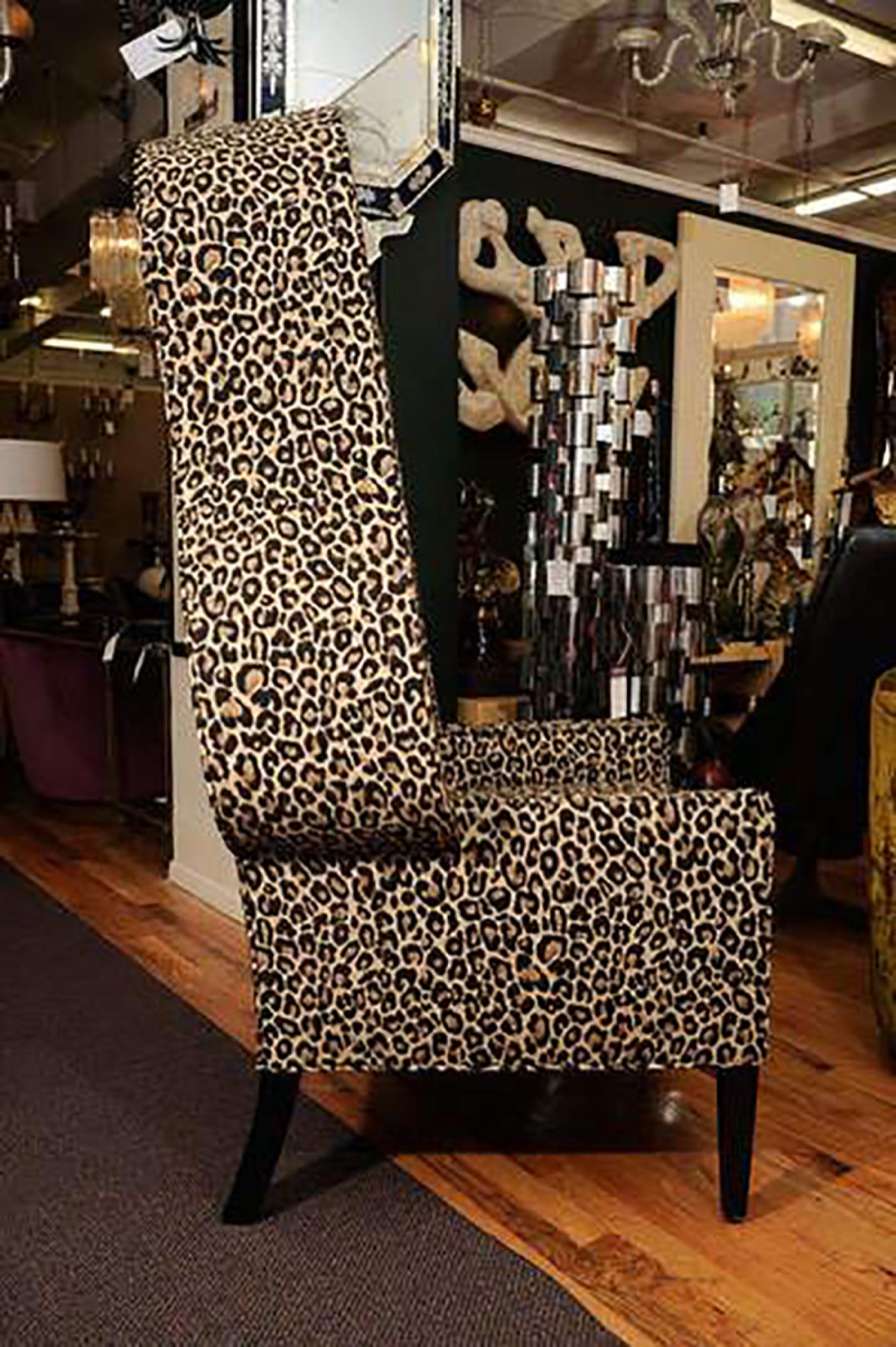 Hollywood Regency Leopard Print Canopy Chair