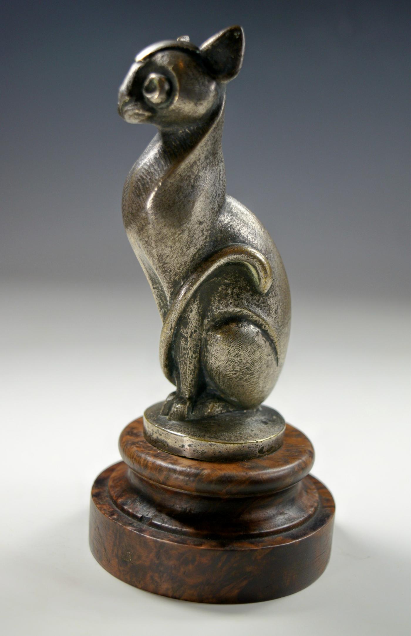 Hood Ornament Mascot Bronze Sculpture of a Cat Paris France 1930