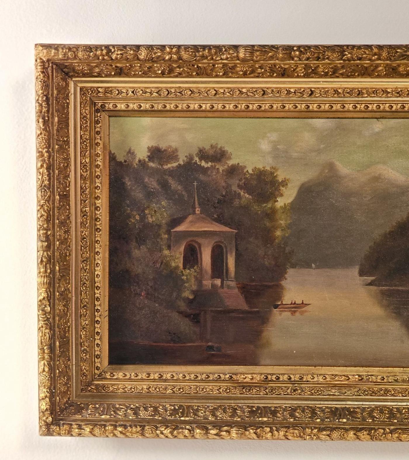 Hudson River School River Scene in Original Frame, circa 1860