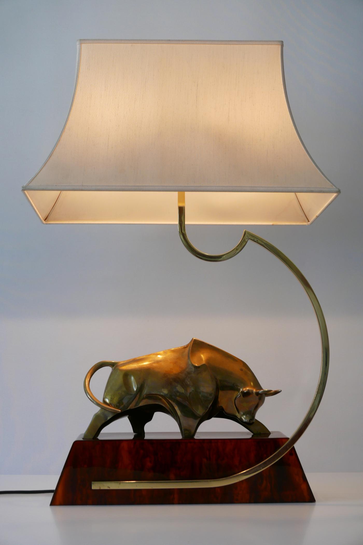 Huge Modernist Brass Light Object or Table Lamp Bull by D. Delo for ...