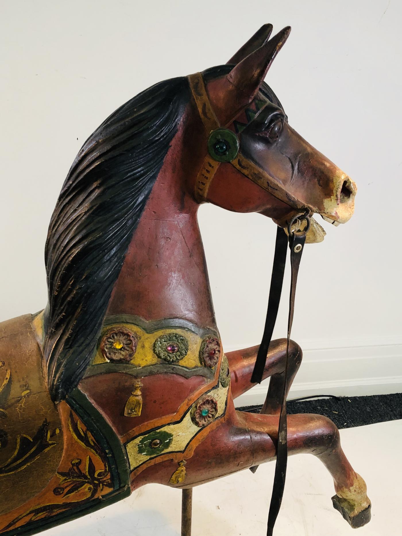 IMPORTANT CARVED TURN OF THE CENTURY CAROUSEL HORSE