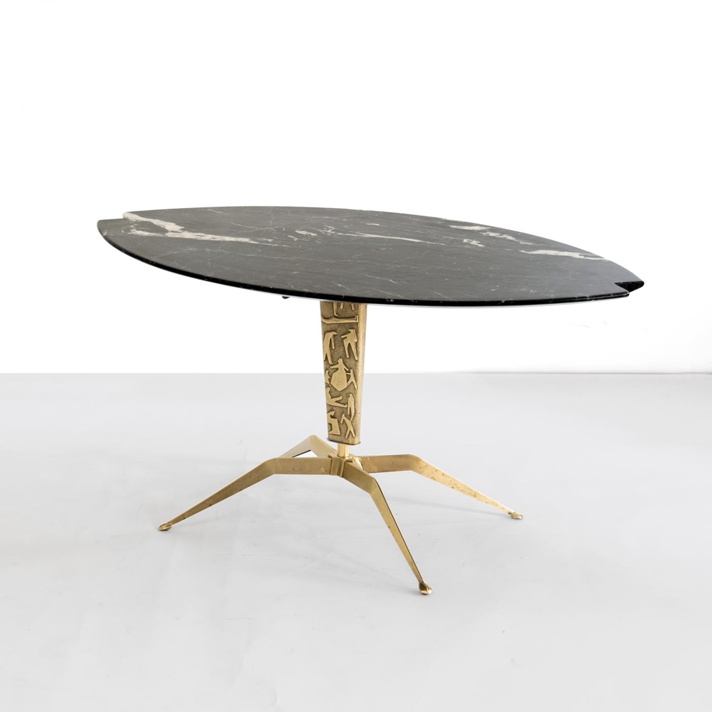 ITALIAN MID-CENTURY COFFEE TABLE with notched BLACK MARBLE TOP