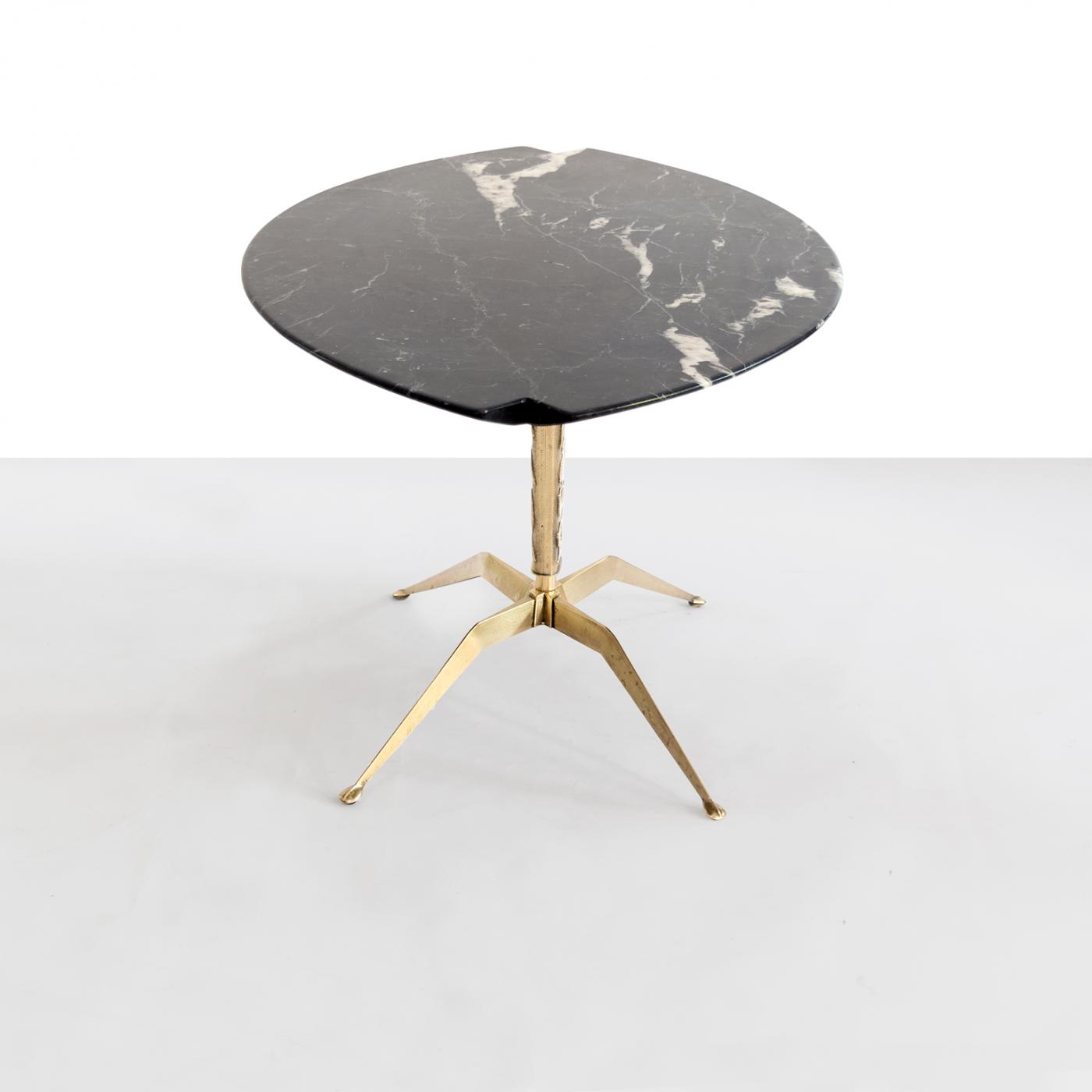 ITALIAN MID-CENTURY COFFEE TABLE with notched BLACK MARBLE TOP